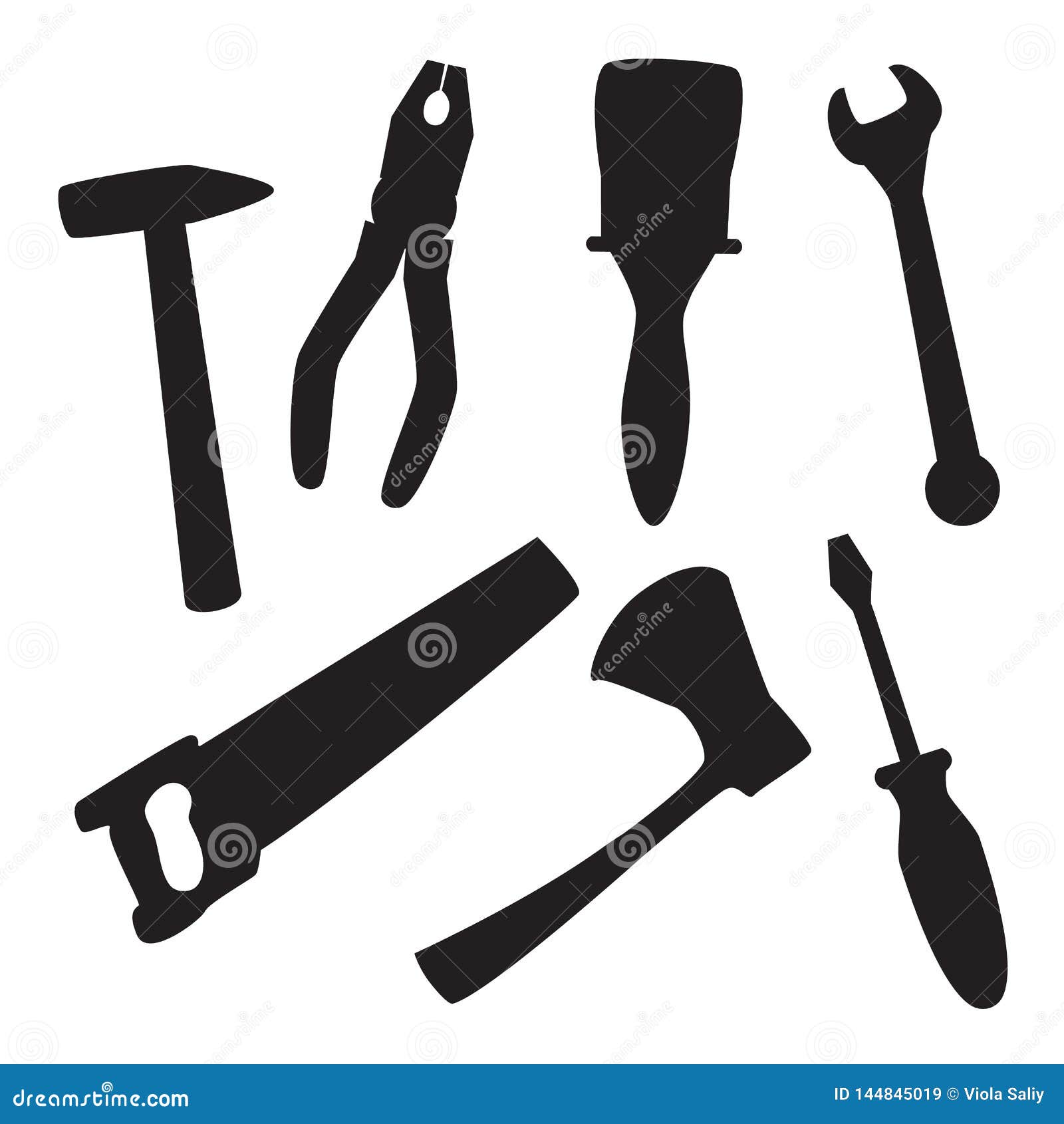 Set of Repair Tools Black on a Big Background Stock Vector ...