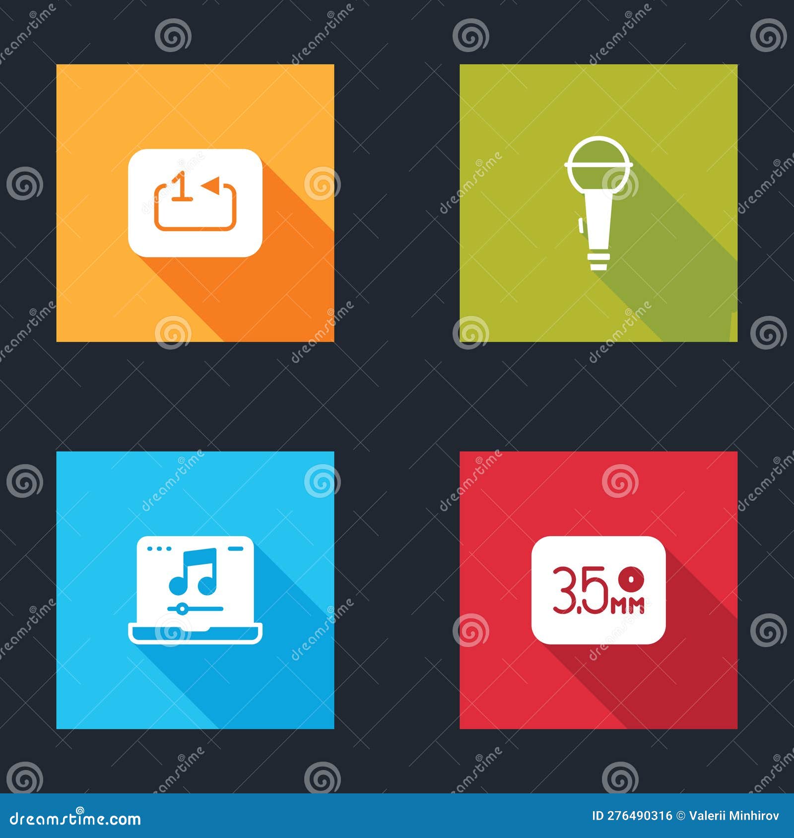 Set Repeat Track Music Player, Microphone, Laptop with and Audio Jack ...