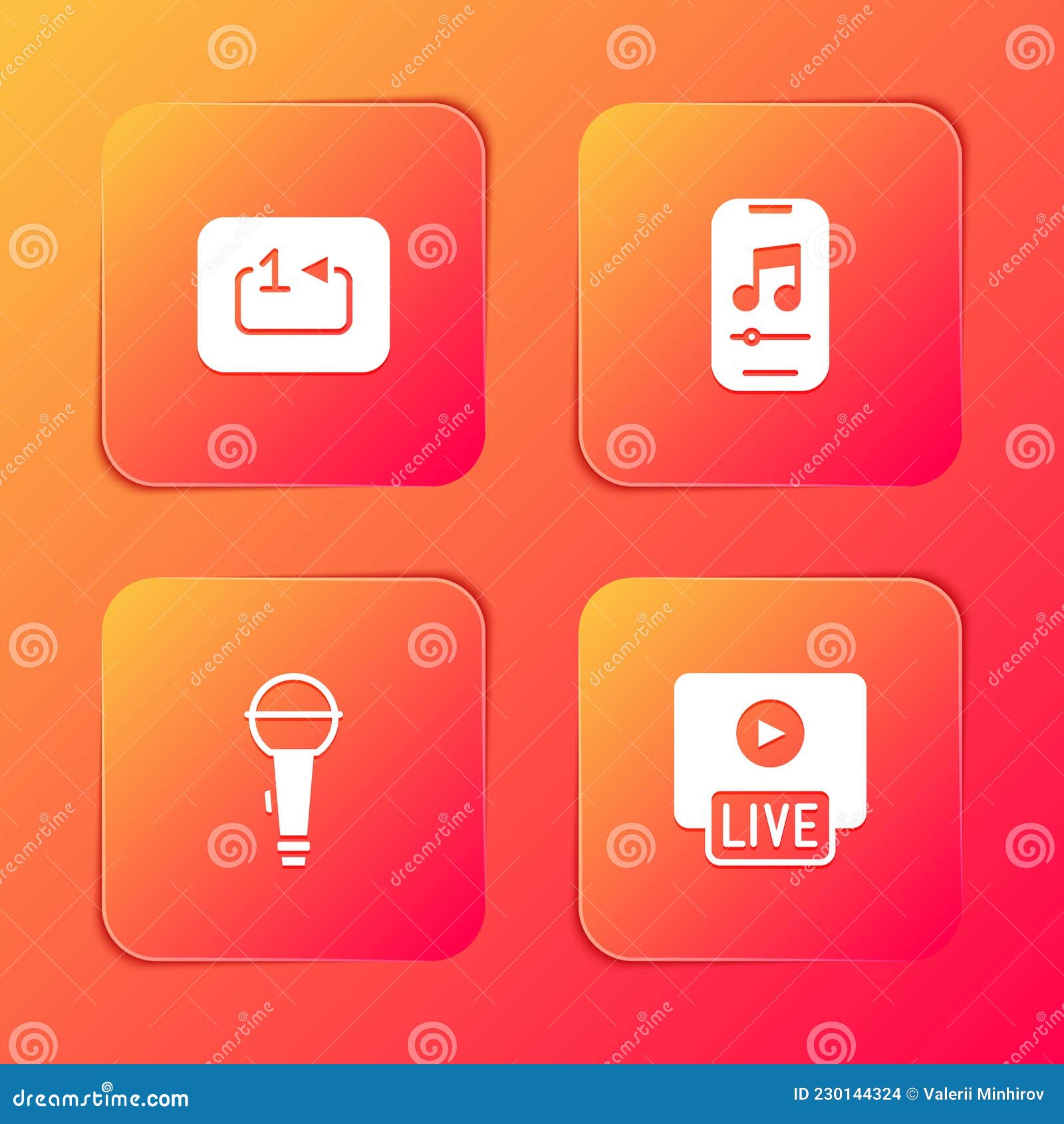 Set Repeat Track Music Player, Music, Microphone and Live Stream Icon ...