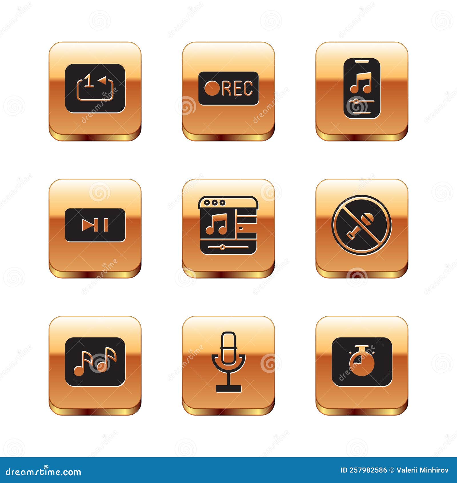 Set Repeat Track Music Player, Music Note, Tone, Microphone, Pause ...