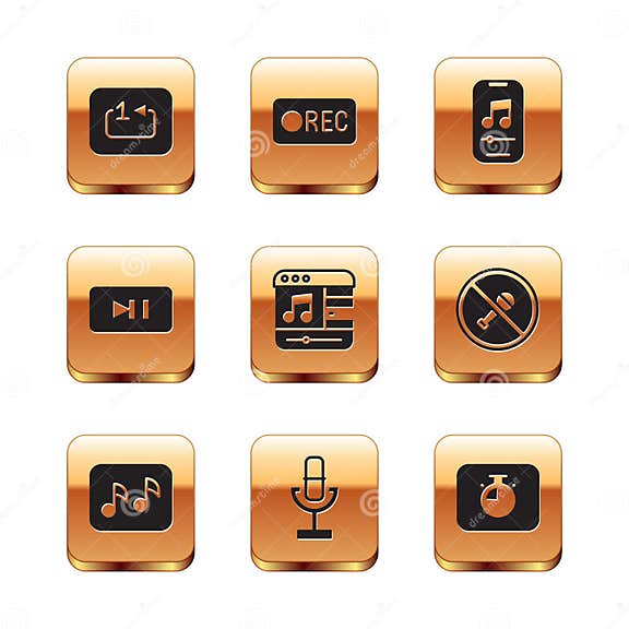 Set Repeat Track Music Player, Music Note, Tone, Microphone, Pause ...