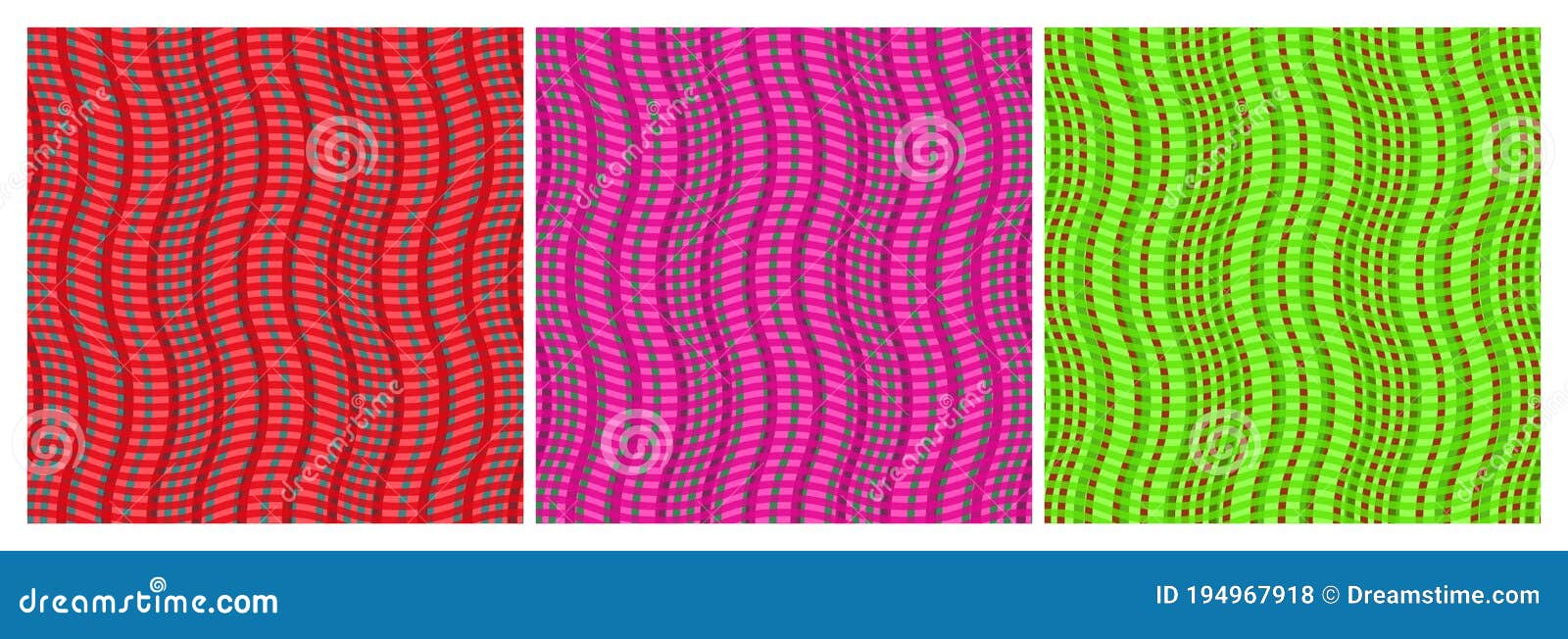 Set of Repeat Wavy Patterns with Optical Illusion Effect. Stock Vector ...