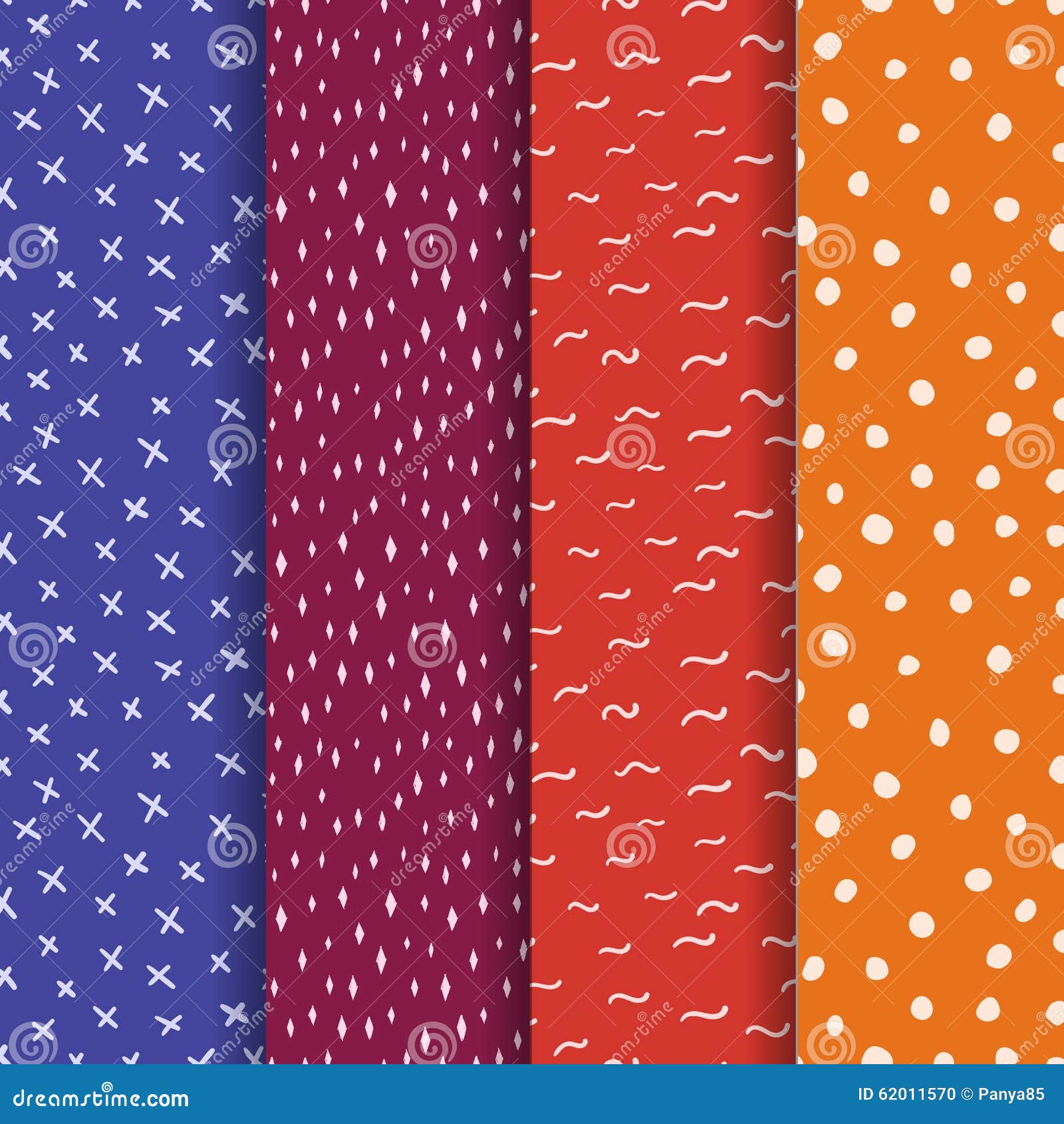 Set of Repeating Doodle Background. Vector Hand Stock Vector ...