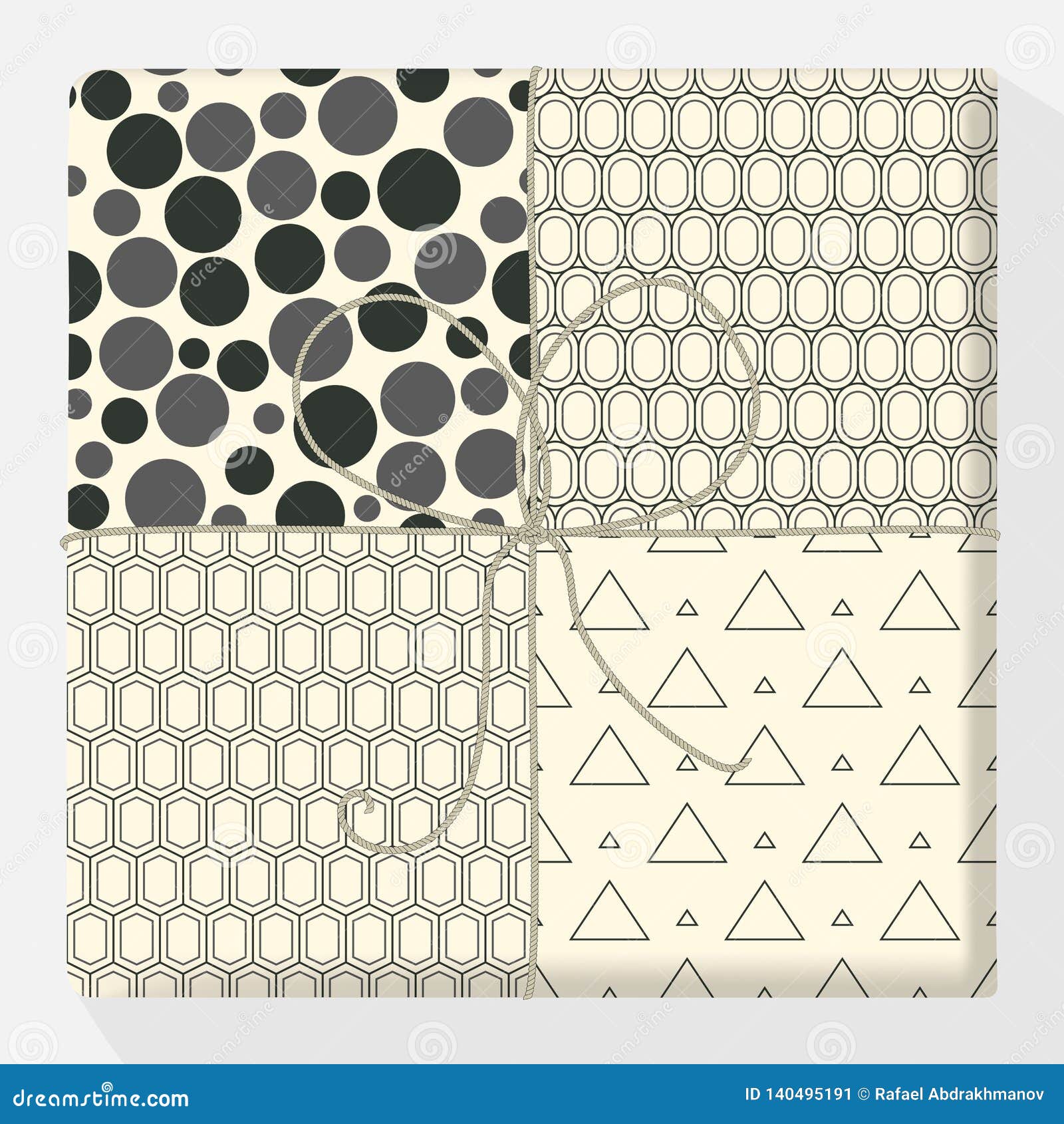 Set of Repeating and Seamless Patterns on a Gift Box. Mock Up Vector ...