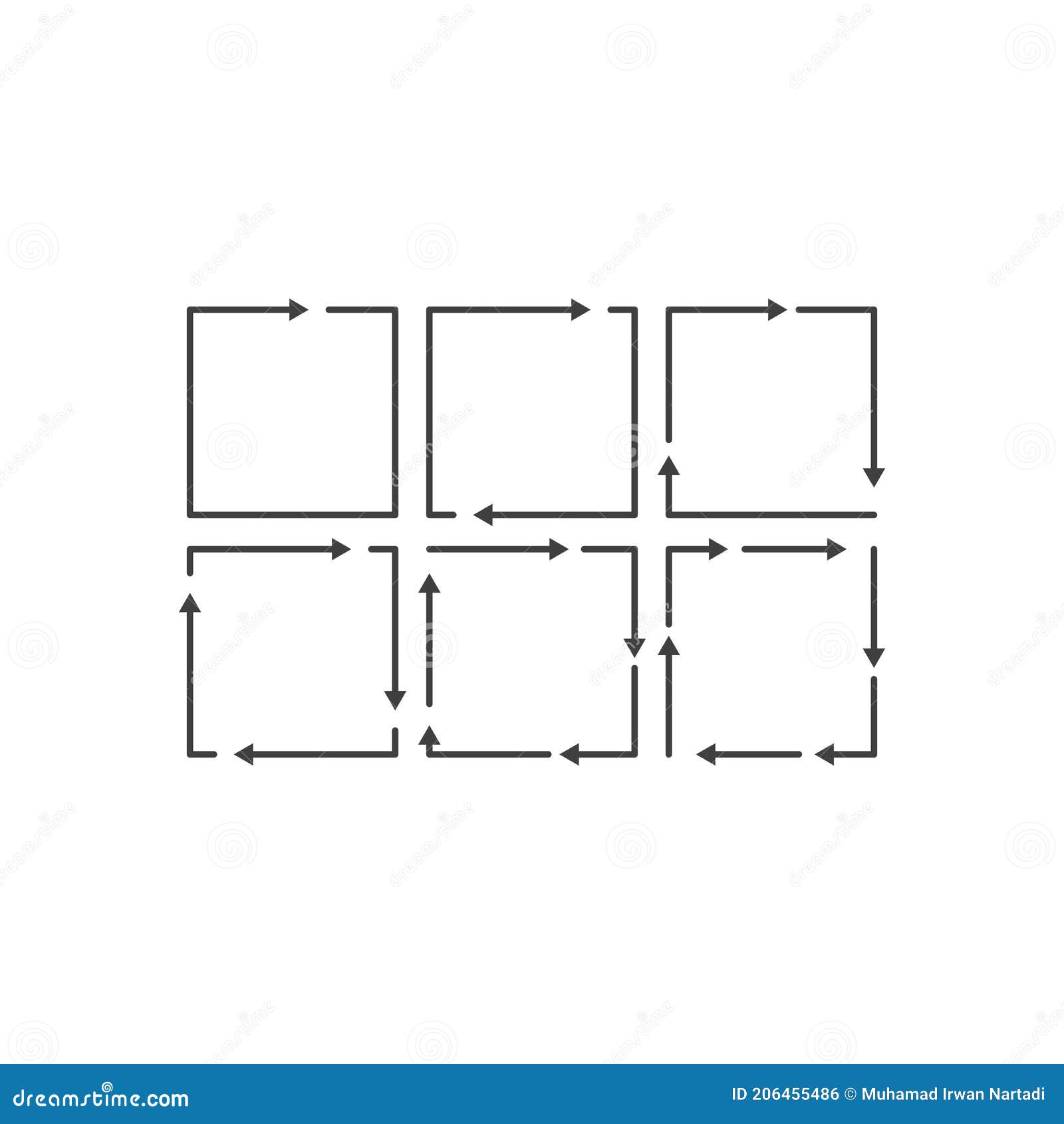 Set of Repetitive Square Recycle, Repeat, Rotation, Process Arrow ...