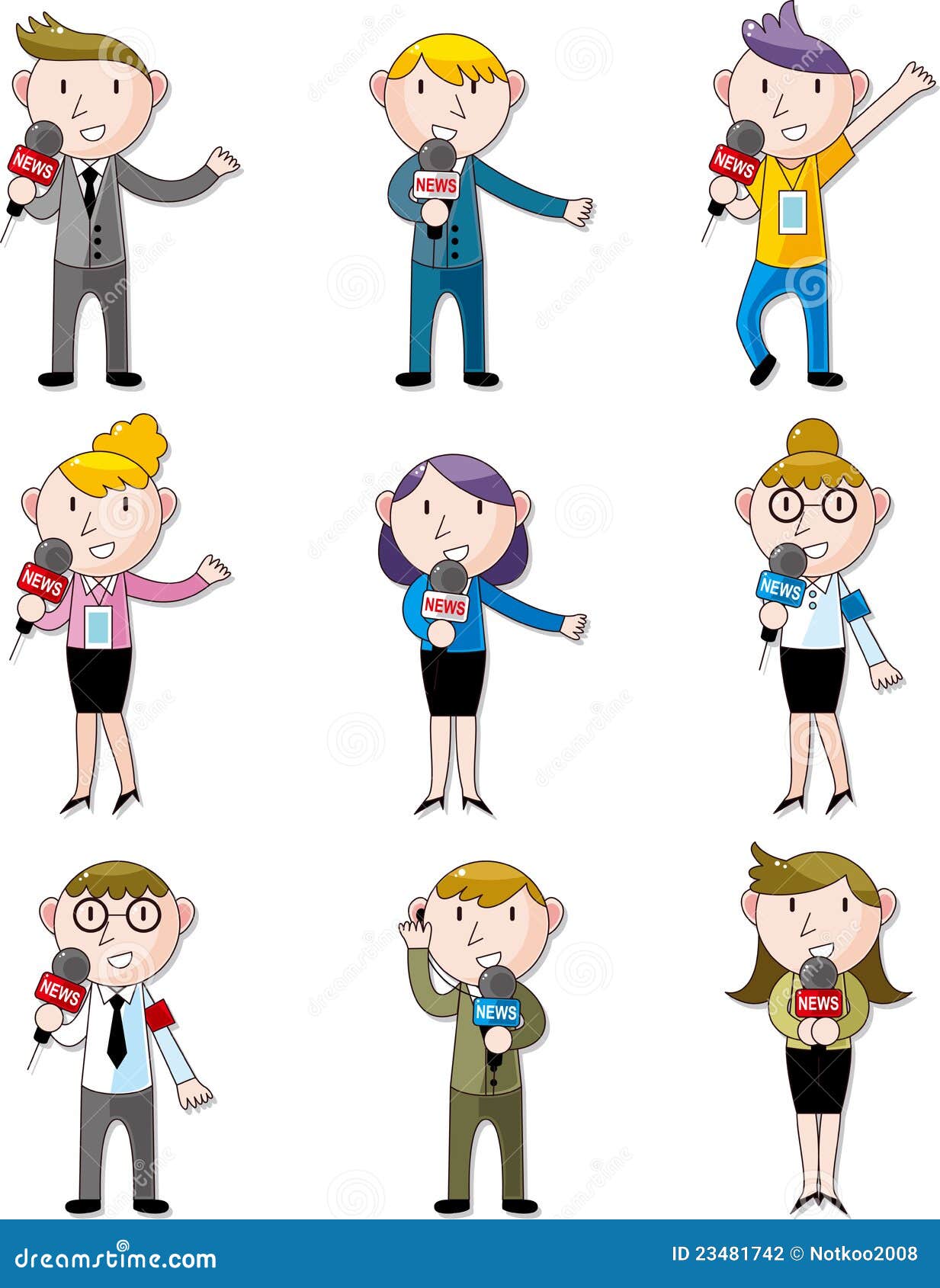 Set of reporter people stock vector. Illustration of newsman - 23481742