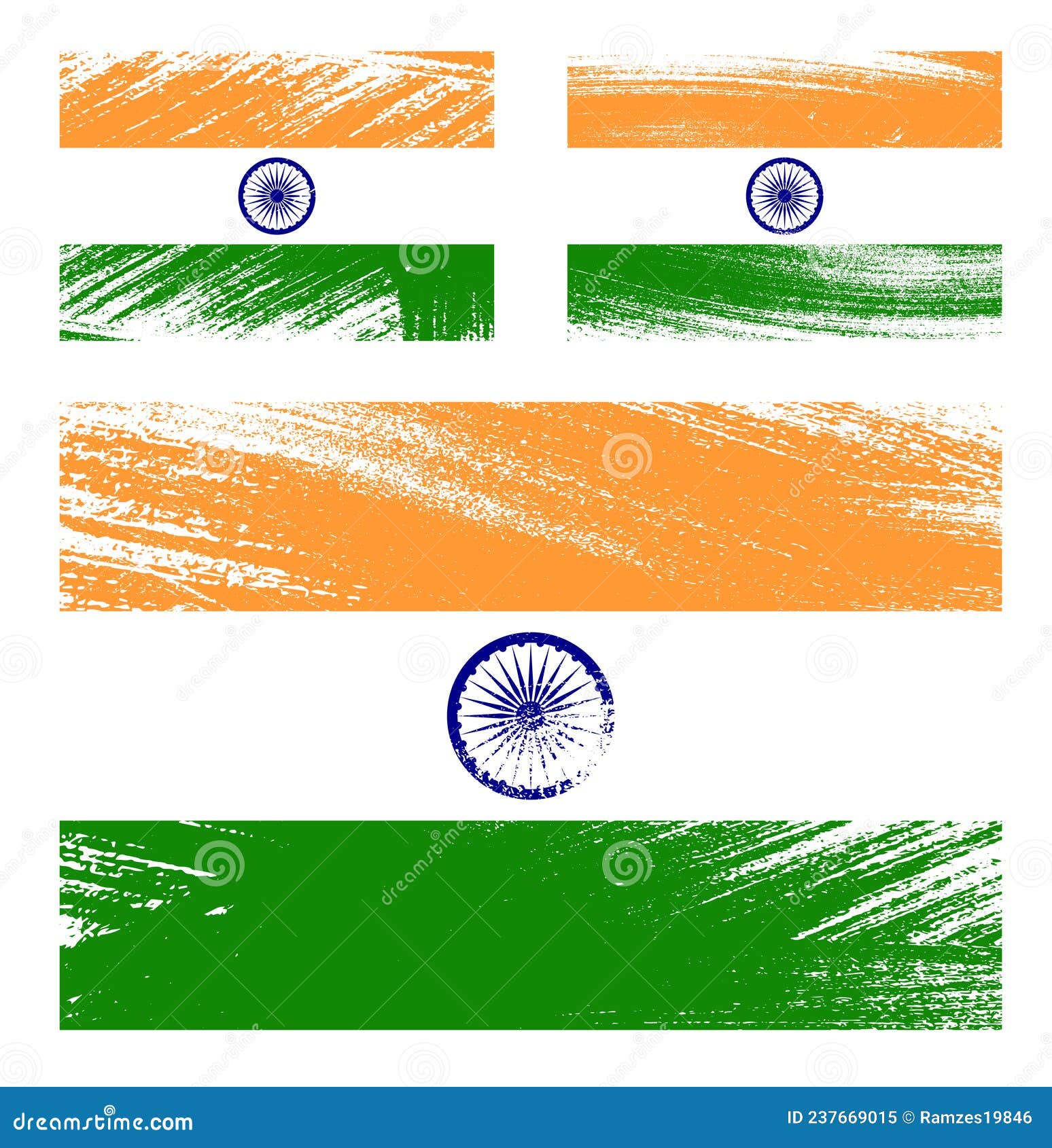 Set of Republic of India Flag Chalk Scratch Paint Grunge Textures on ...