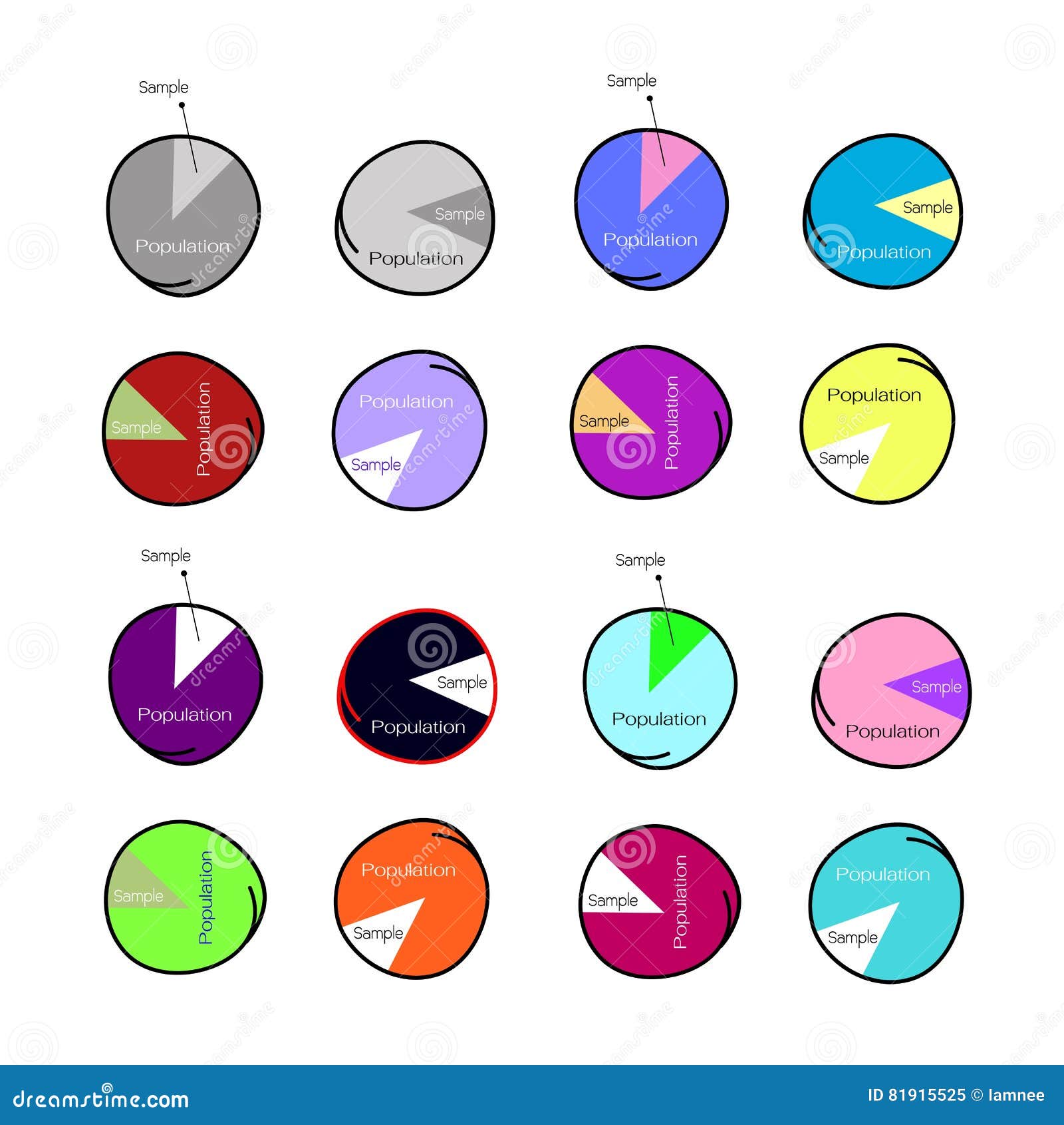 Set of Research Process Sampling from a Target Population Stock Vector ...