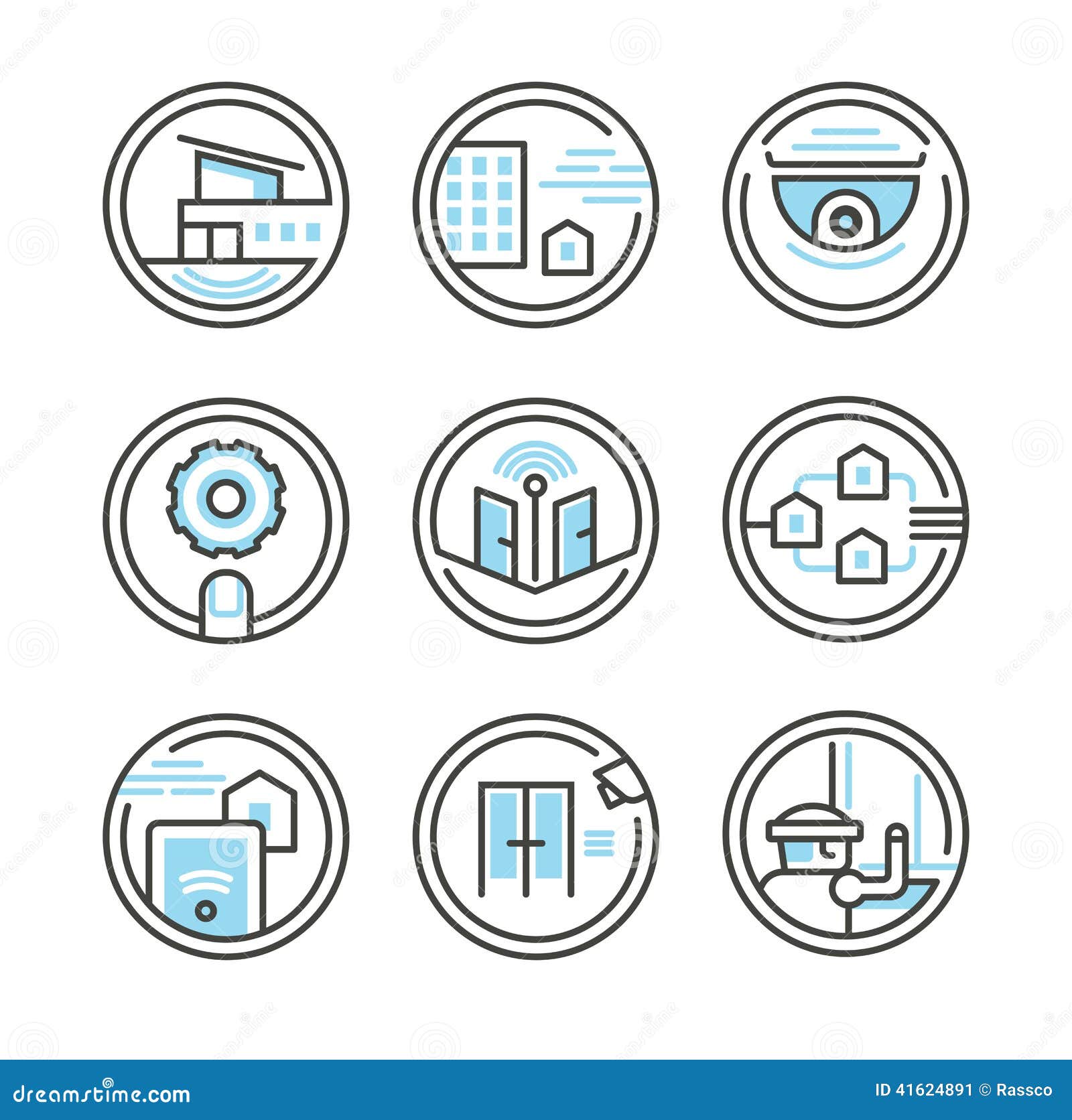 Set of Residential Security Icons Stock Vector - Illustration of ...