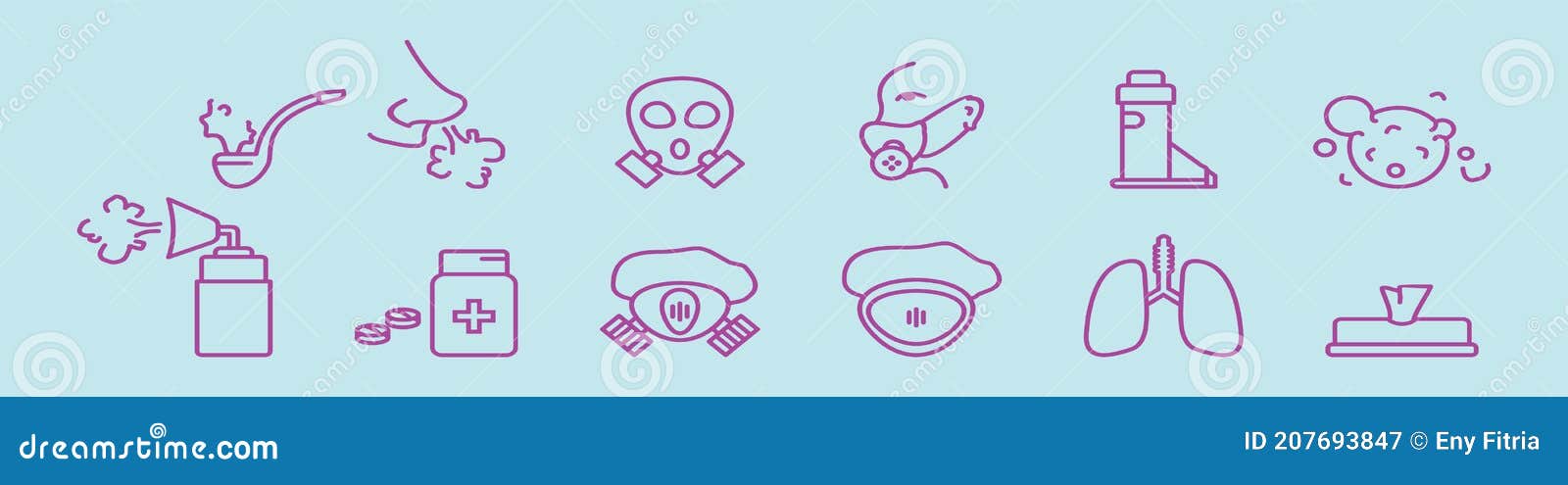 Set of Respirators Cartoon Icon Design Template with Various Models ...