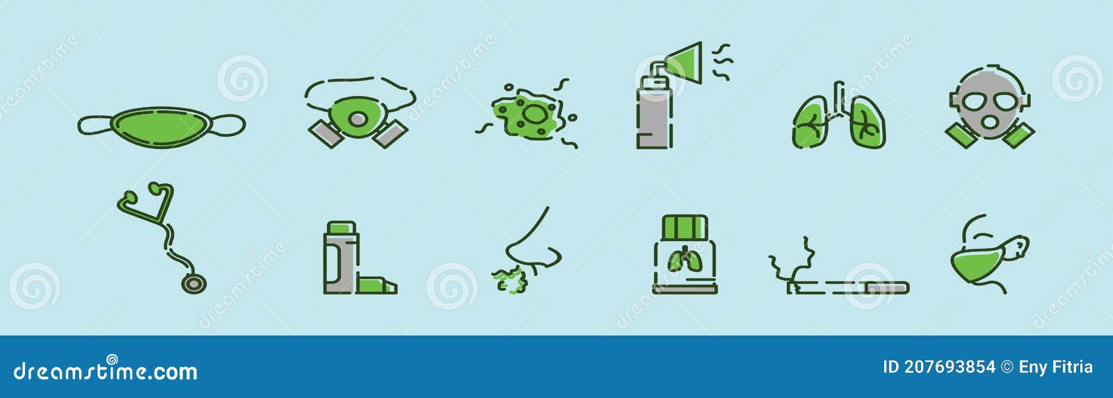 Set of Respirators Cartoon Icon Design Template with Various Models ...