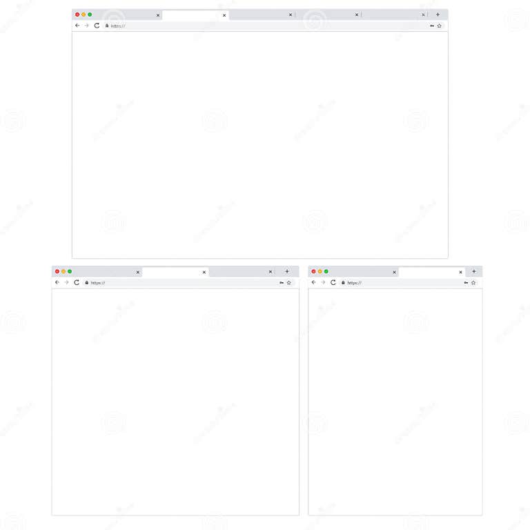 Set of 3 Responsive Browsers - Desktop, Tablet and Mobile. Empty ...