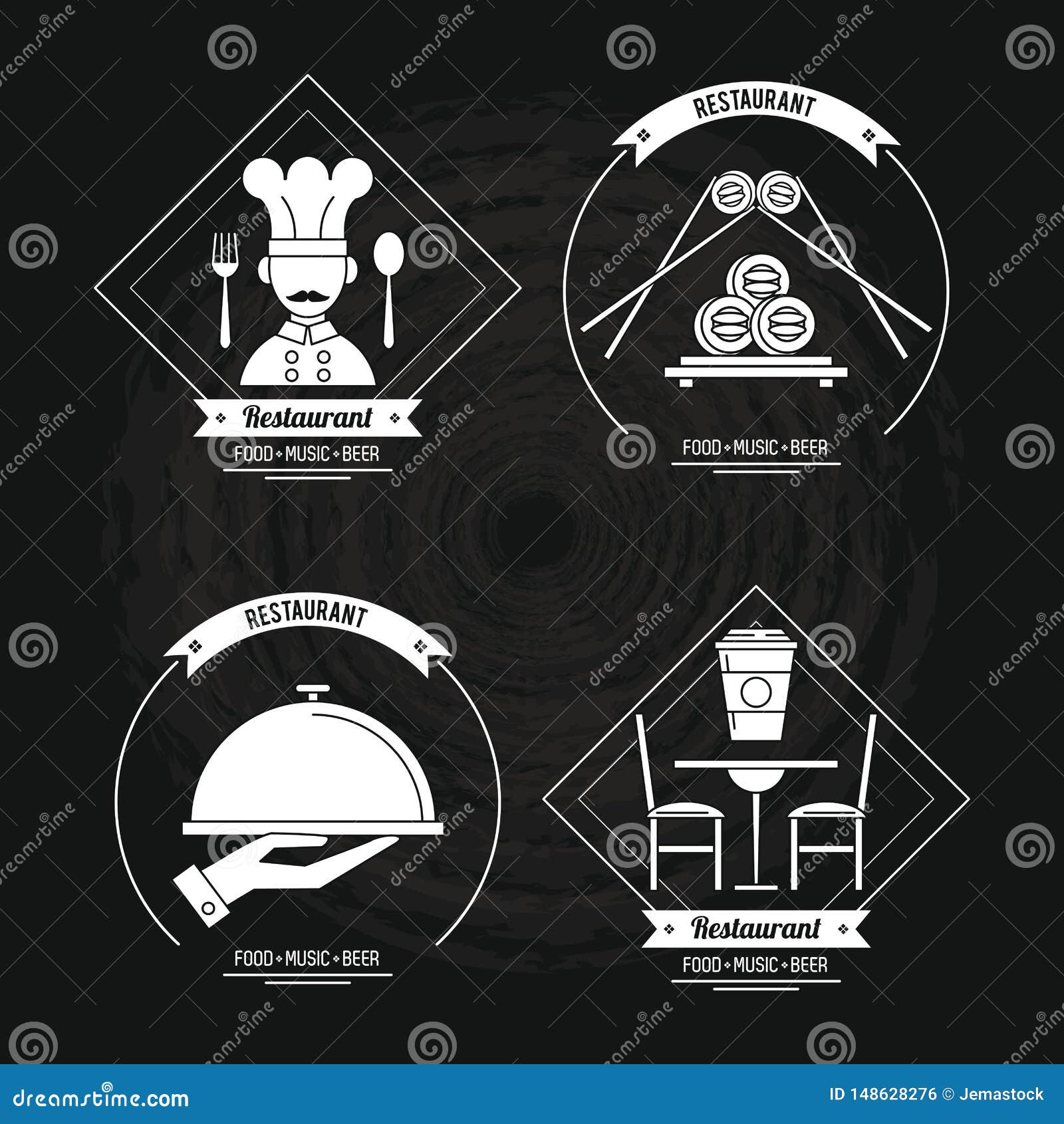 Set of restaurant emblems stock vector. Illustration of gourmet - 148628276