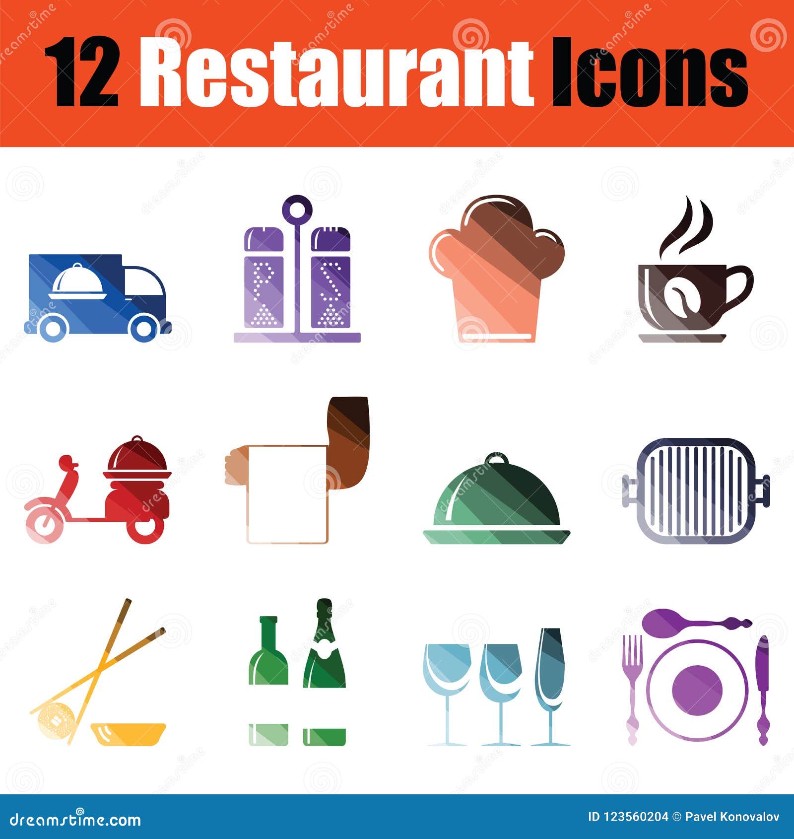 Restaurant icon set stock vector. Illustration of dish - 123560204