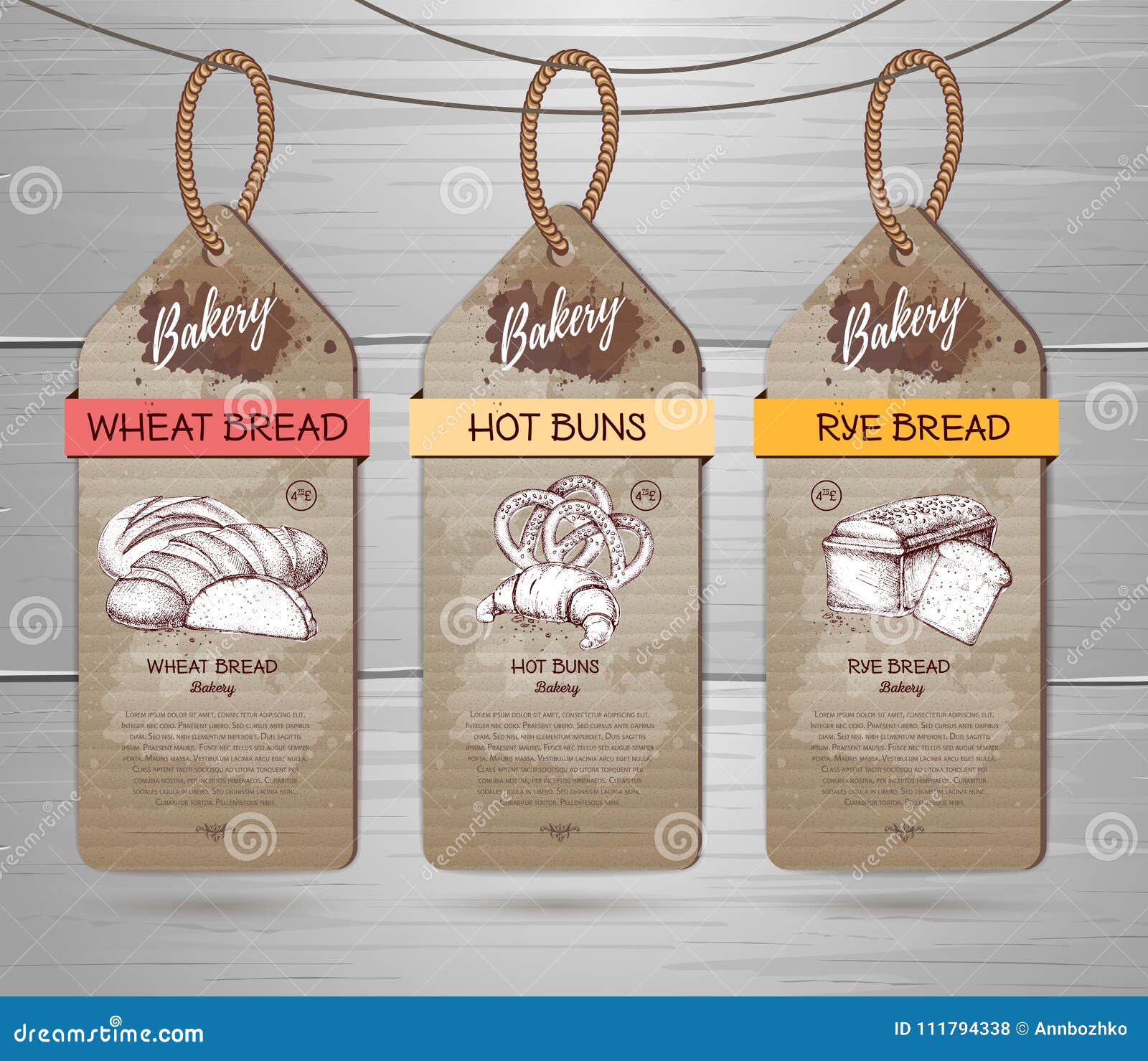 Set of Restaurant Labels of Bakery Menu Design Stock Vector ...