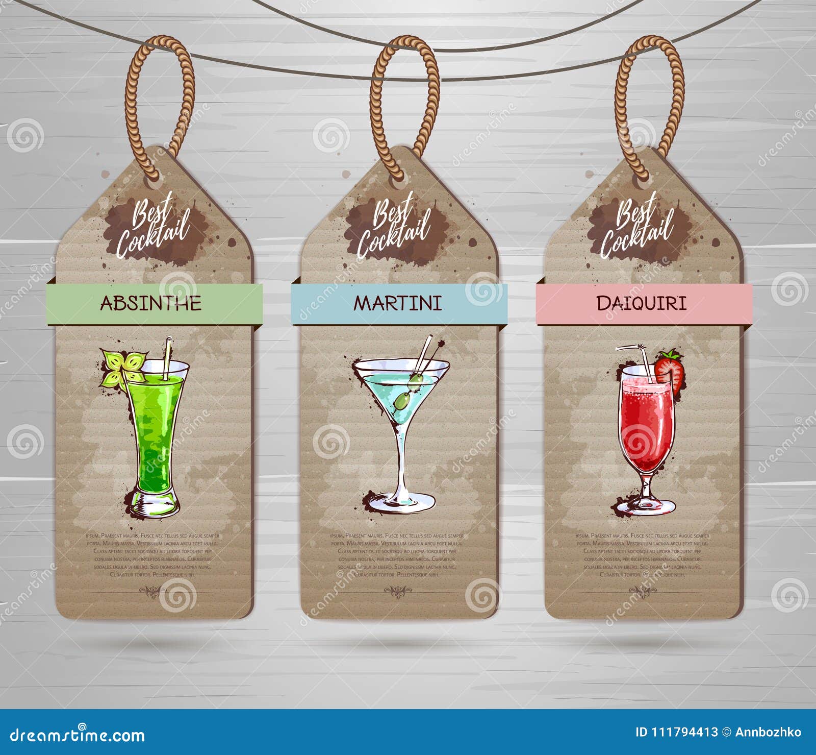 Set of Restaurant Labels Cocktail Menu Design Stock Vector ...
