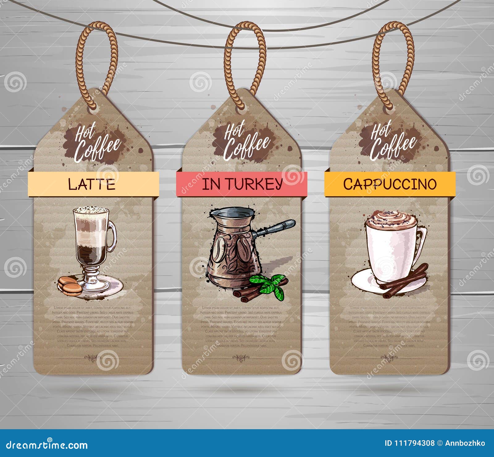 Set of Restaurant Labels of Coffee Menu Design Stock Vector ...