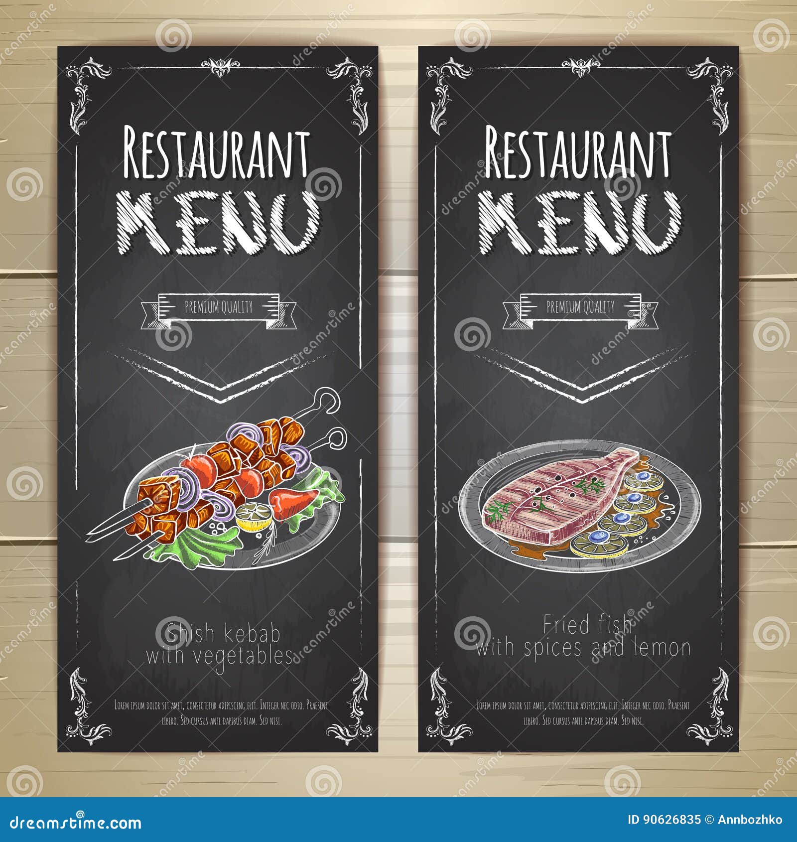 Set Of Restaurant Menu Chalk Drawing Banners Stock Vector ...