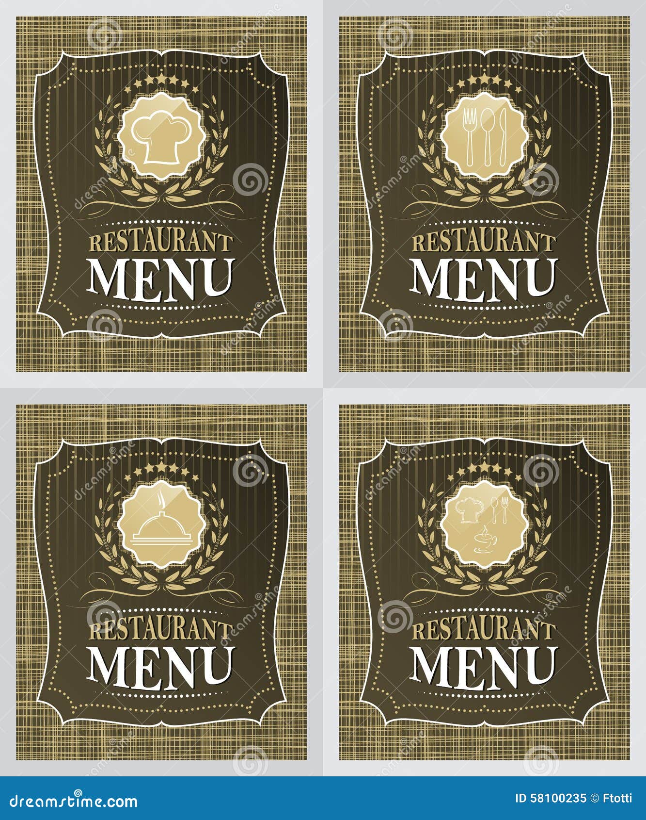 Set of Restaurant Menu Cover Design in Vintage Style Stock Vector ...