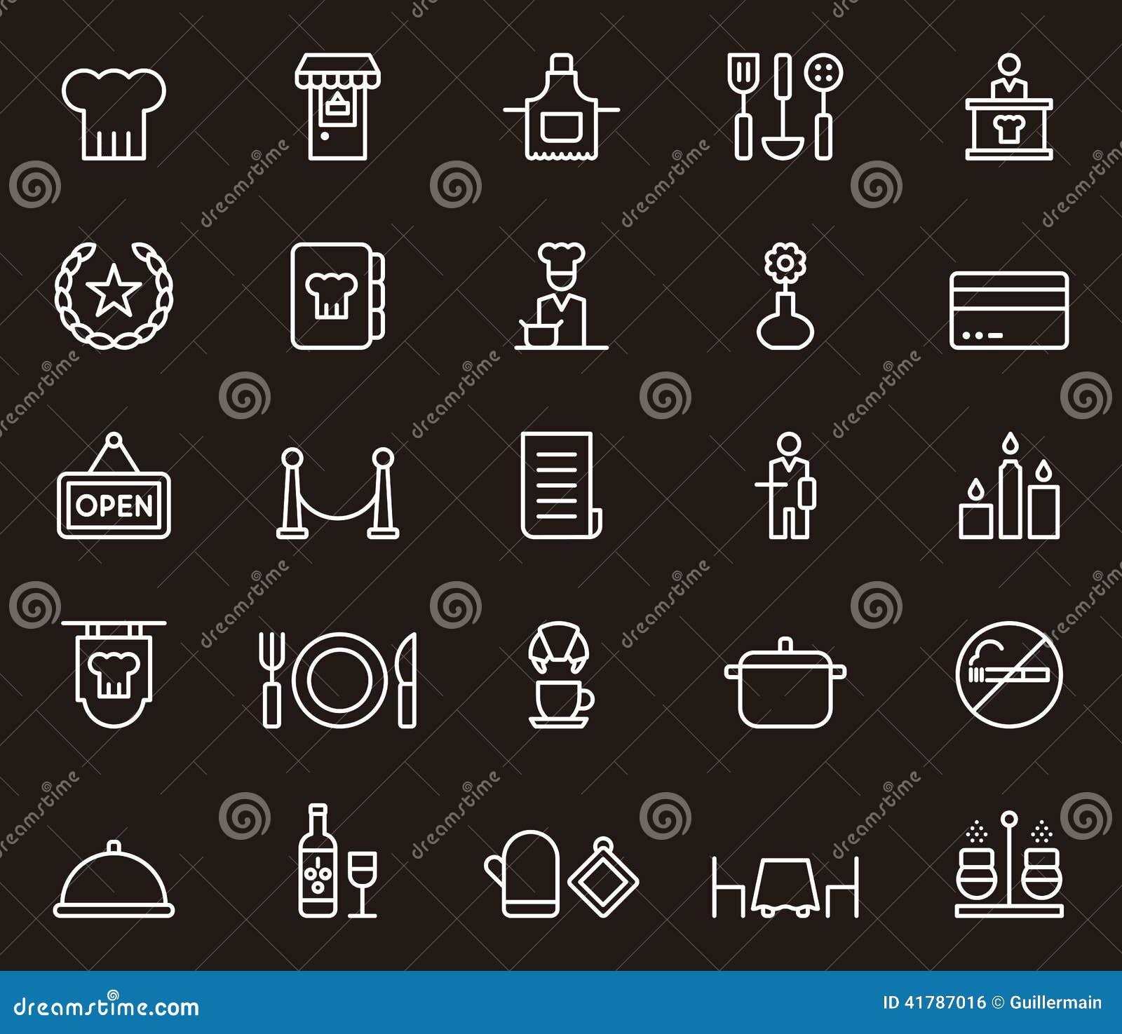 Set of Restaurant Related Icons Stock Vector - Illustration of glass ...