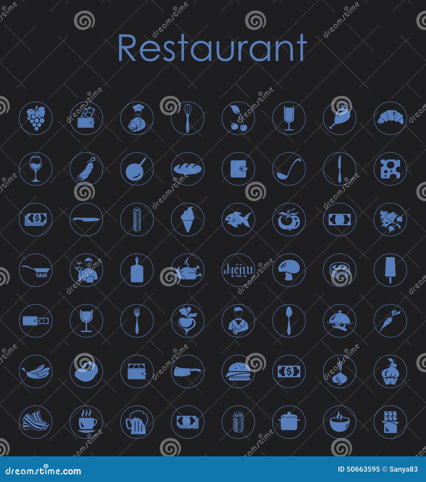 Set of Restaurant Simple Icons Stock Vector - Illustration of geometric ...