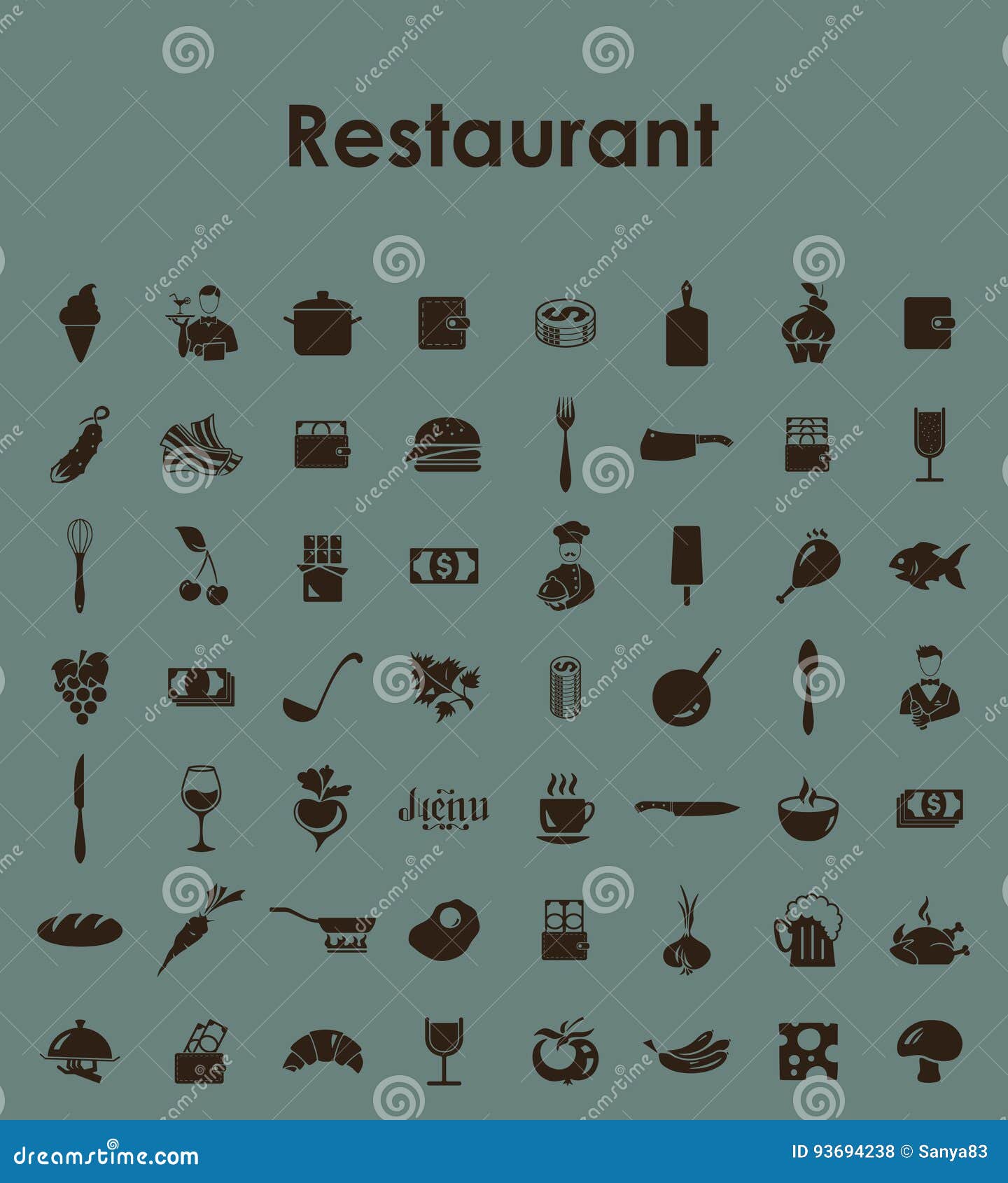 Set of Restaurant Simple Icons Stock Vector - Illustration of food ...