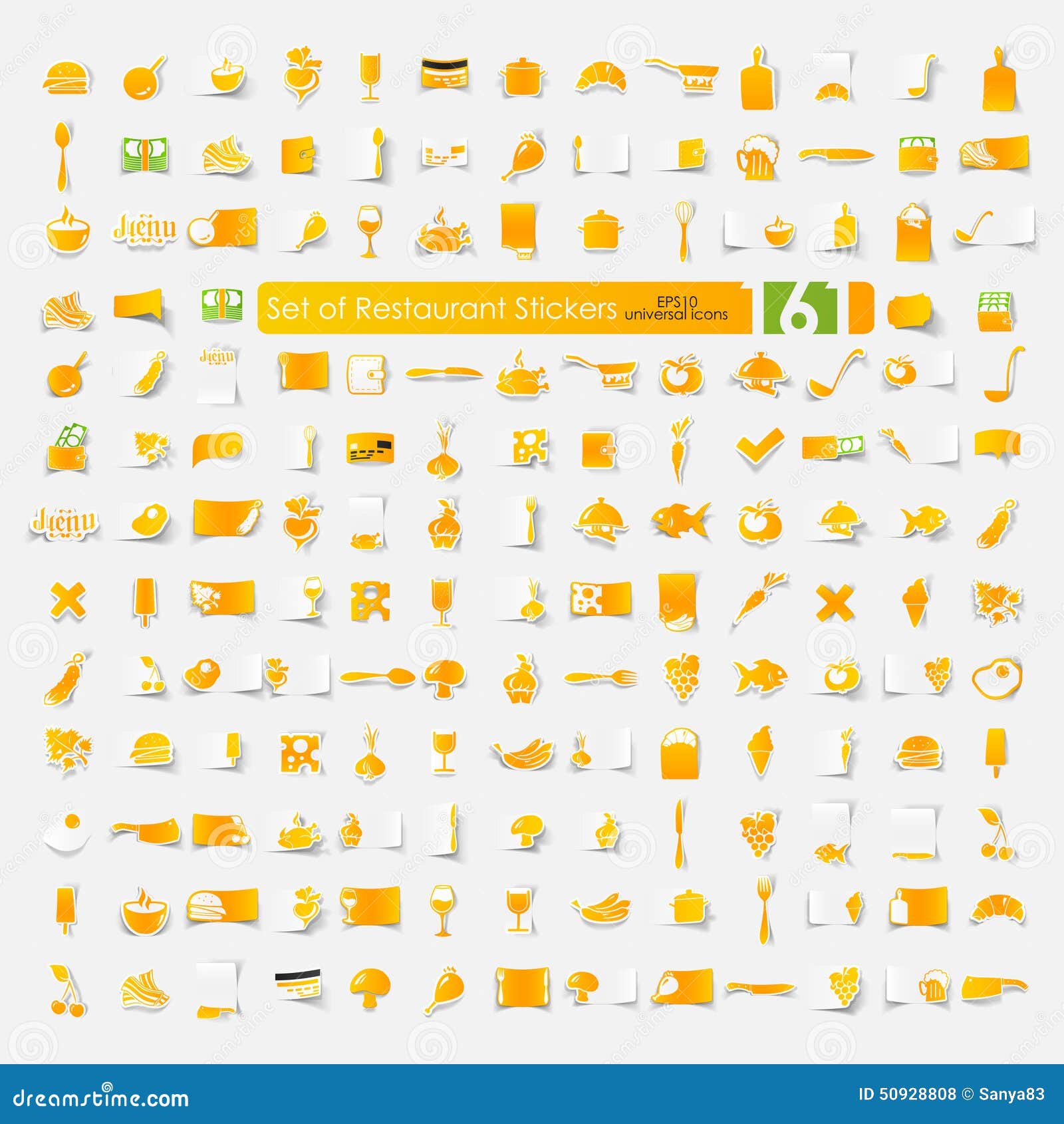 Set of restaurant stickers stock vector. Illustration of abstract ...