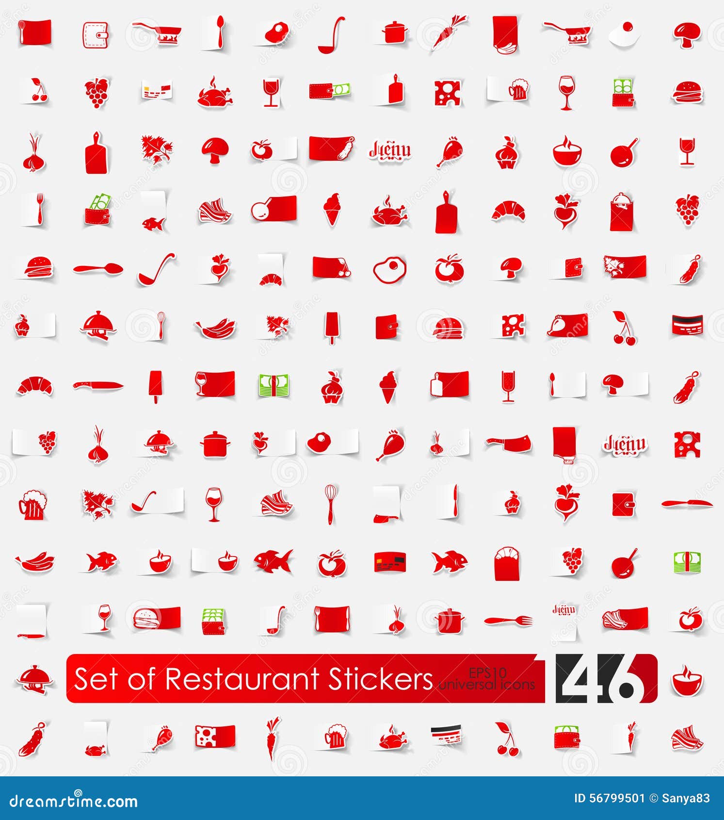 Set of restaurant stickers stock vector. Illustration of businessman ...