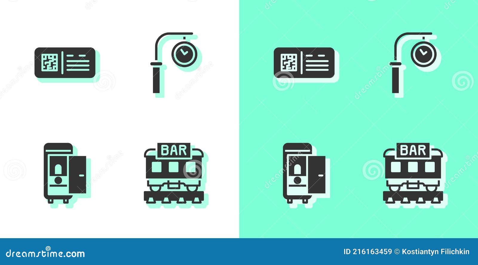 Set Restaurant Train, QR Code Ticket, Toilet the Car and Train Station ...