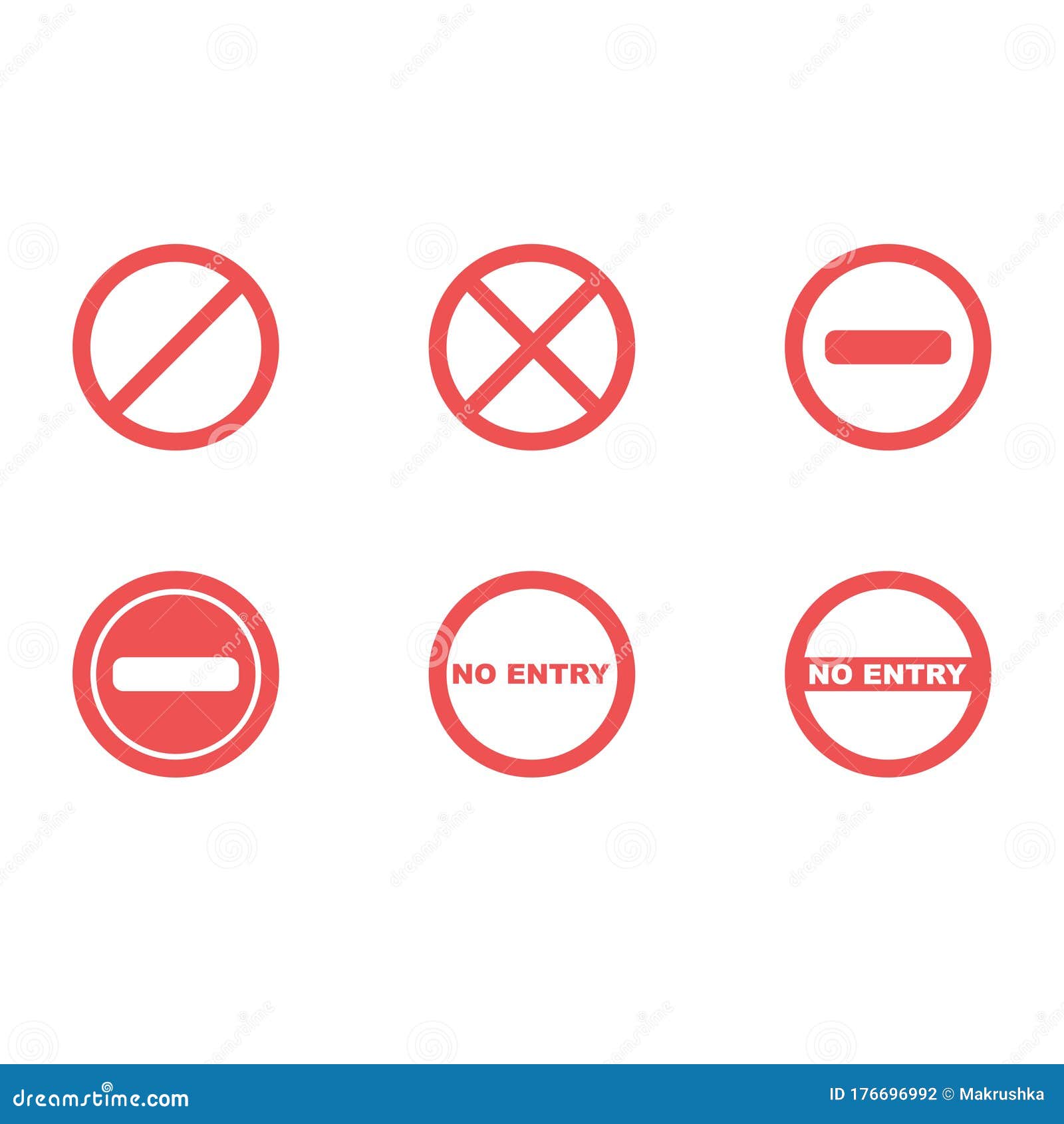 Set of Restriction Signs in Flat Design. No Entry and Stop Signs Stock ...