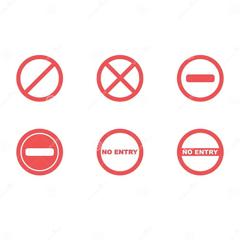 Set of Restriction Signs in Flat Design. No Entry and Stop Signs Stock ...