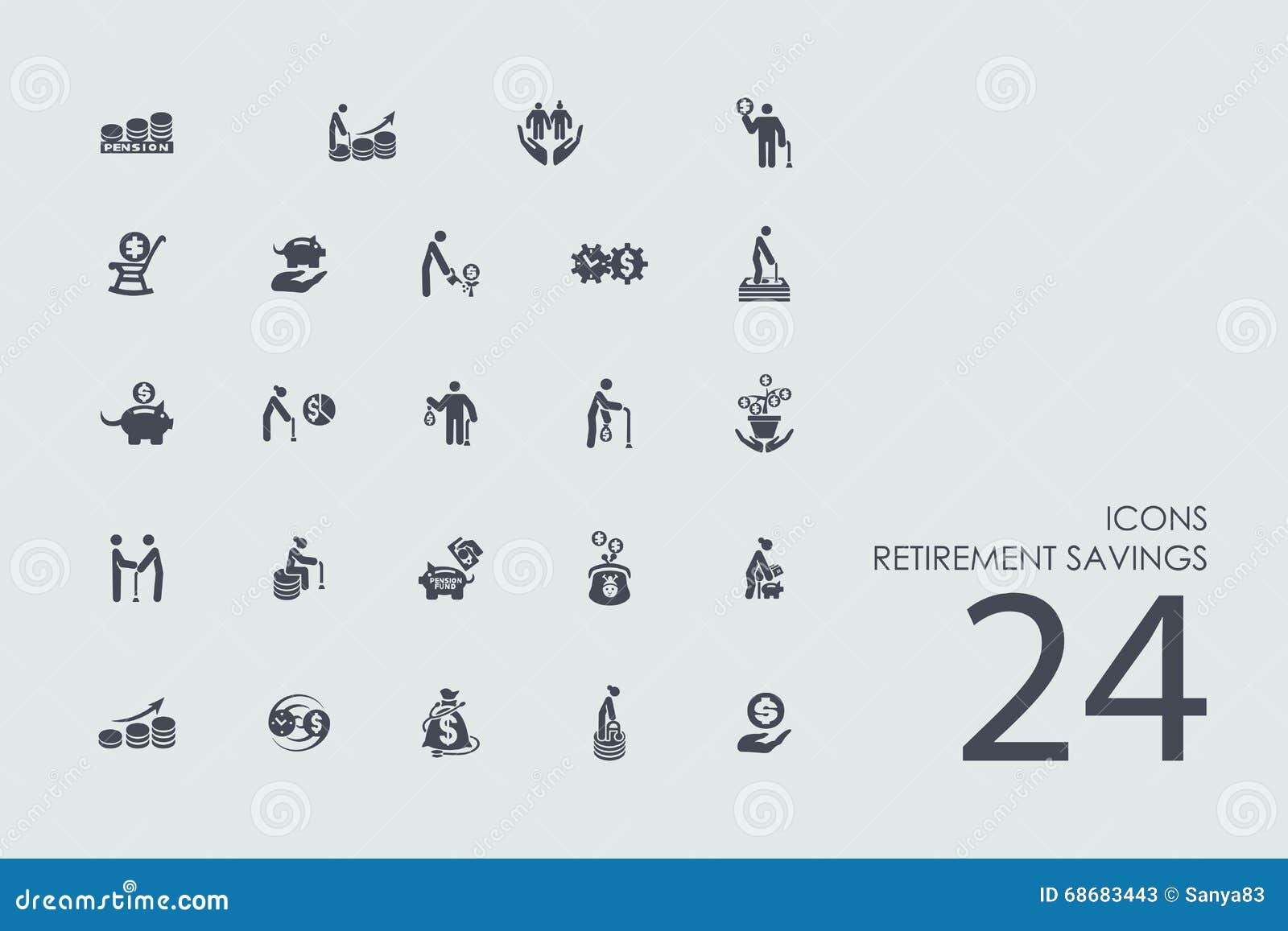 Set of Retirement Savings Icons Stock Vector - Illustration of coin ...