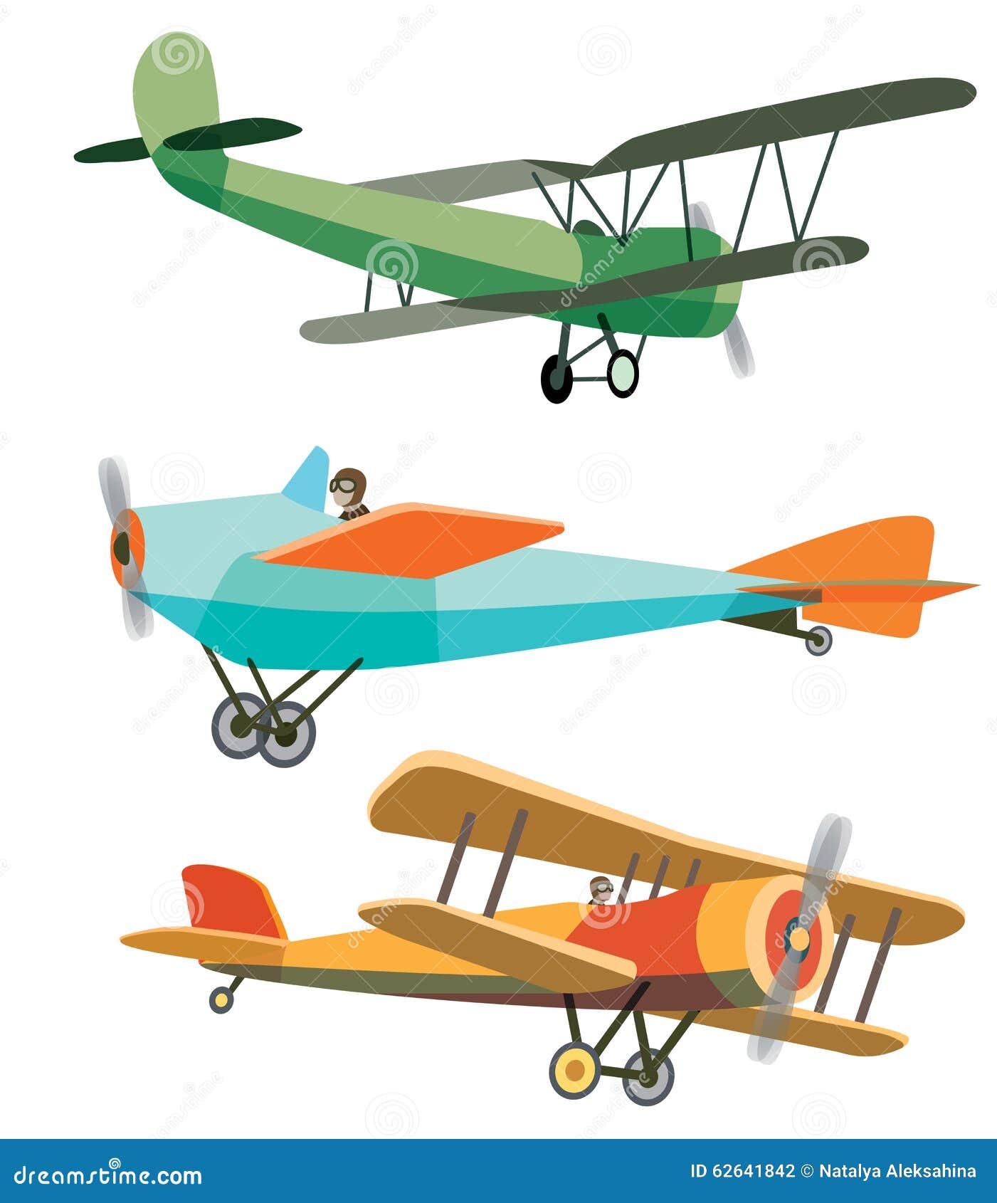 Set of Retro Airplanes stock vector. Illustration of biplane - 62641842