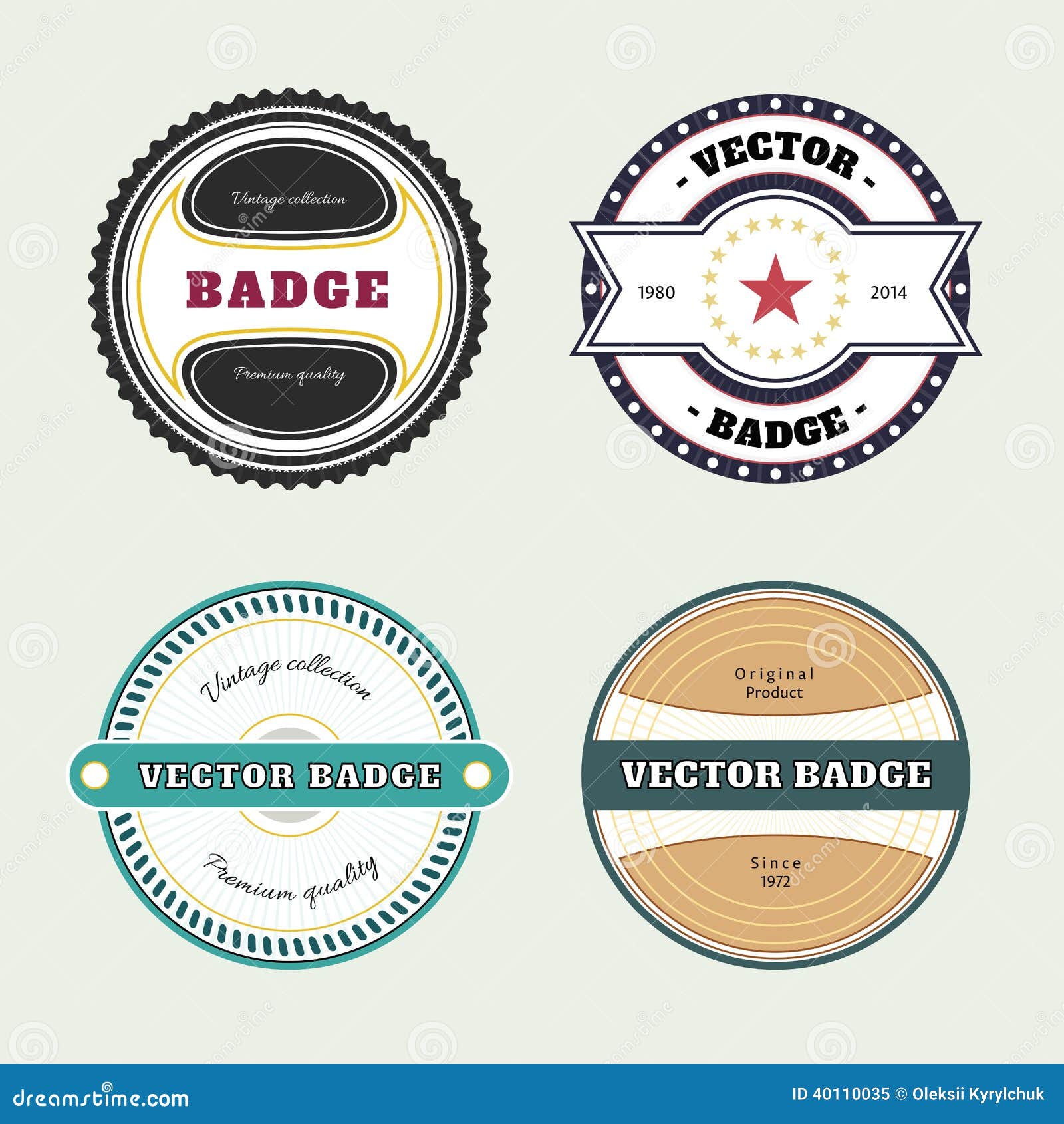 Set of Retro Badges. Vintage Round Icons Stock Vector - Illustration of ...