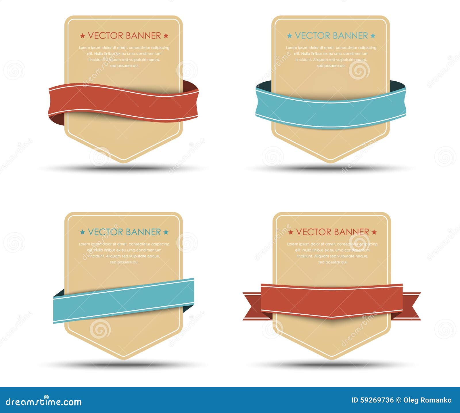 Set of Retro Banners and Ribbons of Different Shapes Stock Vector ...