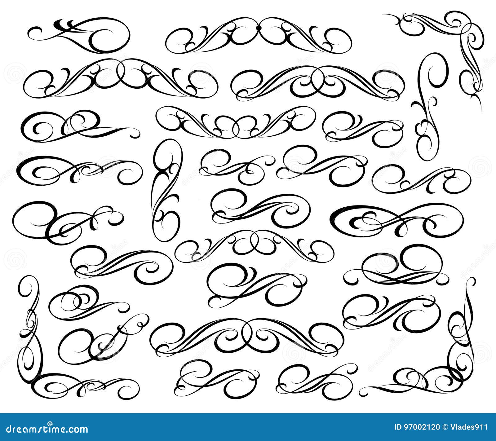 Set Retro Calligraphic Decorative Elements Elegance .Vector ...