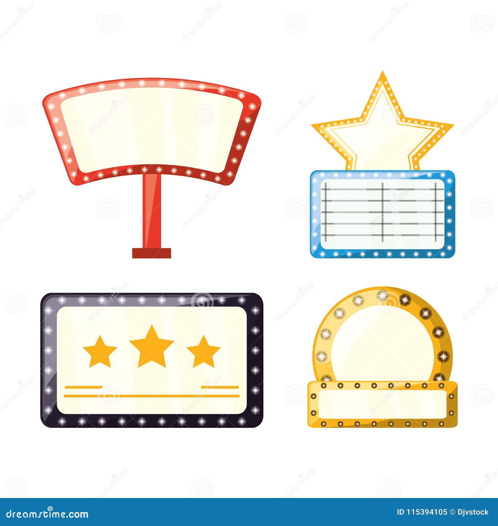 Set Retro Cinema Production Emblems Stock Vector - Illustration of ...