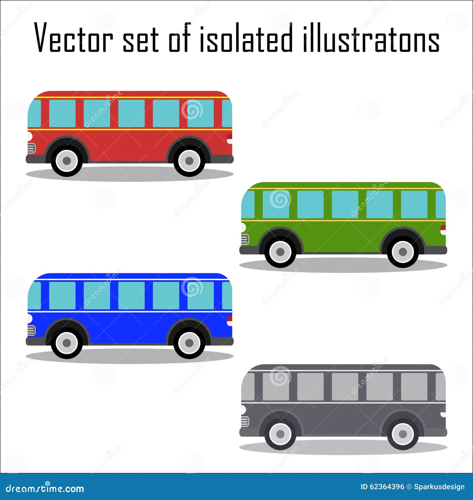 Set of Retro City Buses on a White Background Stock Vector ...