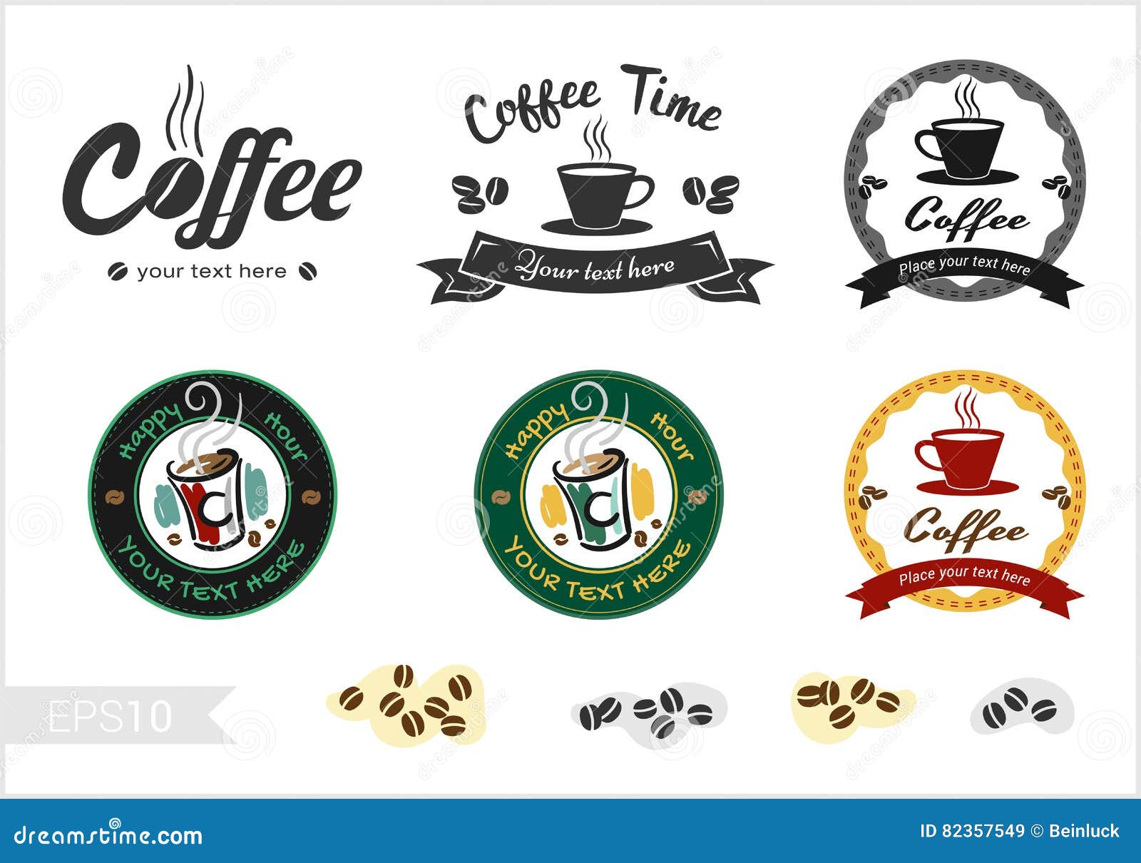 Set of Retro Coffee Badge Label Logo Design Stock Vector - Illustration ...