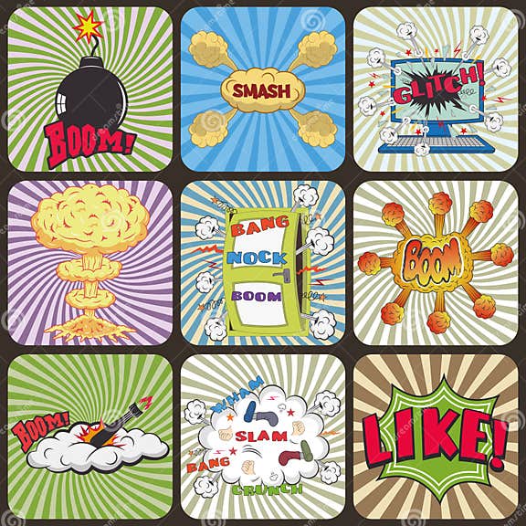 Set of Retro Comic Book Vector Design Elements Stock Vector ...