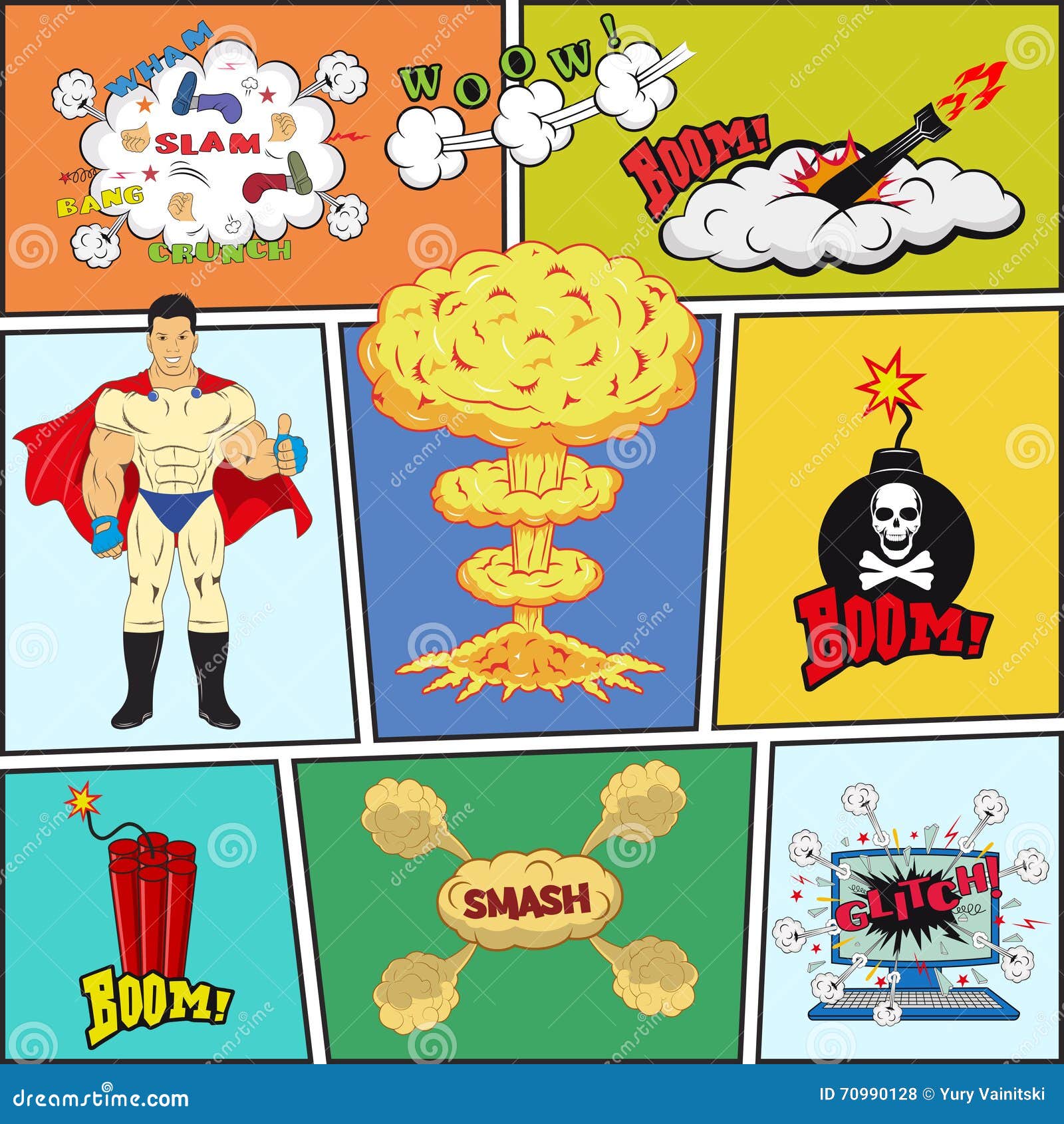 Set of Retro Comic Book Vector Design Elements Stock Vector ...