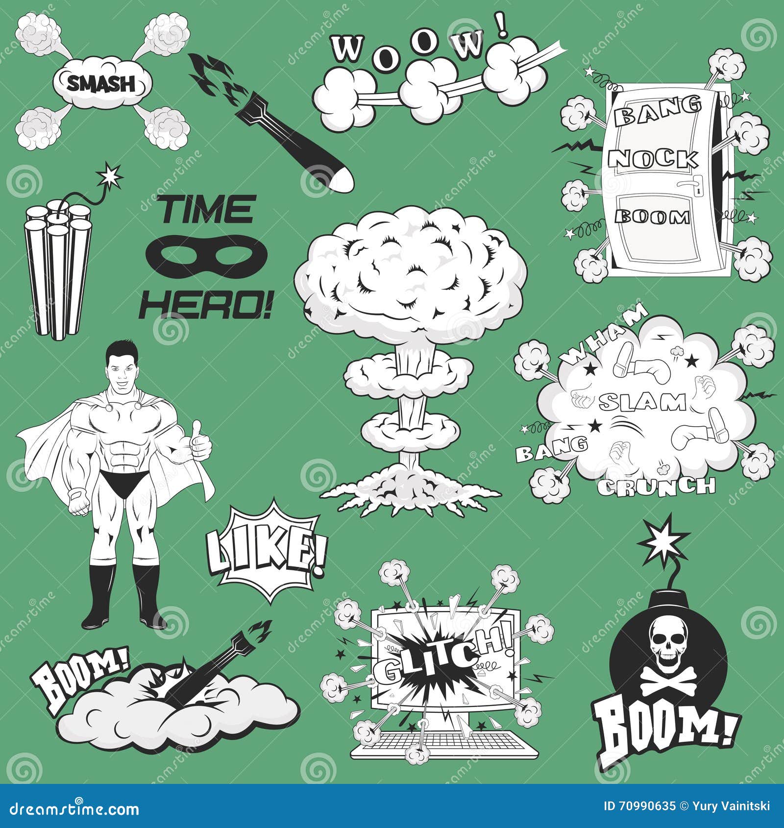 Set of Retro Comic Book Vector Design Elements Stock Vector ...
