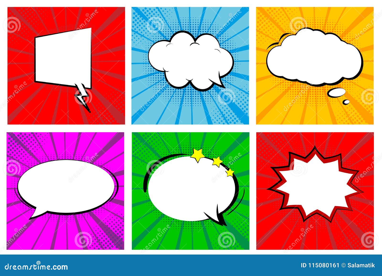 Set of Retro Comic Books. Cartoon Empty Speech Bubbles. Colorful Pop ...