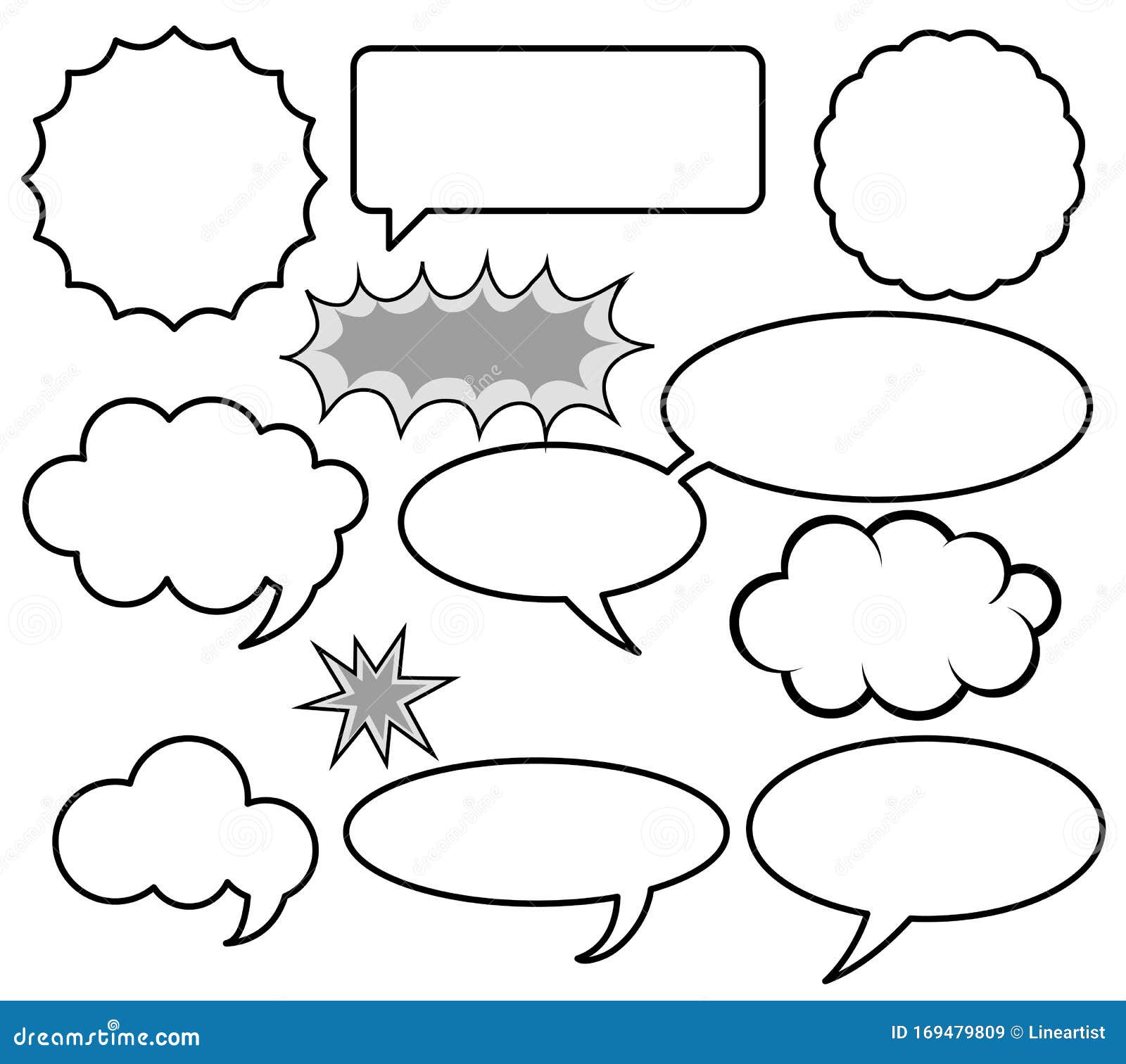 Set of Retro Comic Chat Bubbles - Collection of Vector Illustration ...