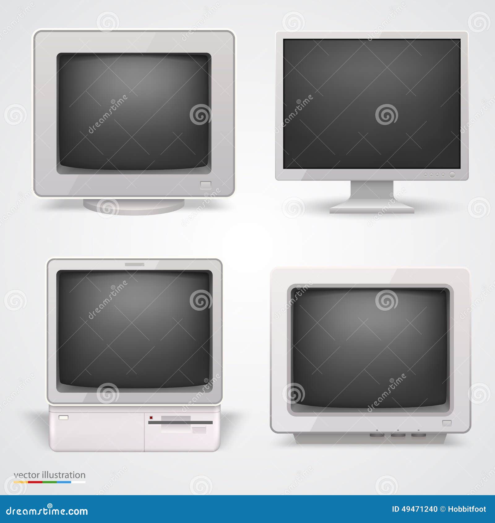 Set of Retro Computers. Vector Stock Vector - Illustration of drive ...