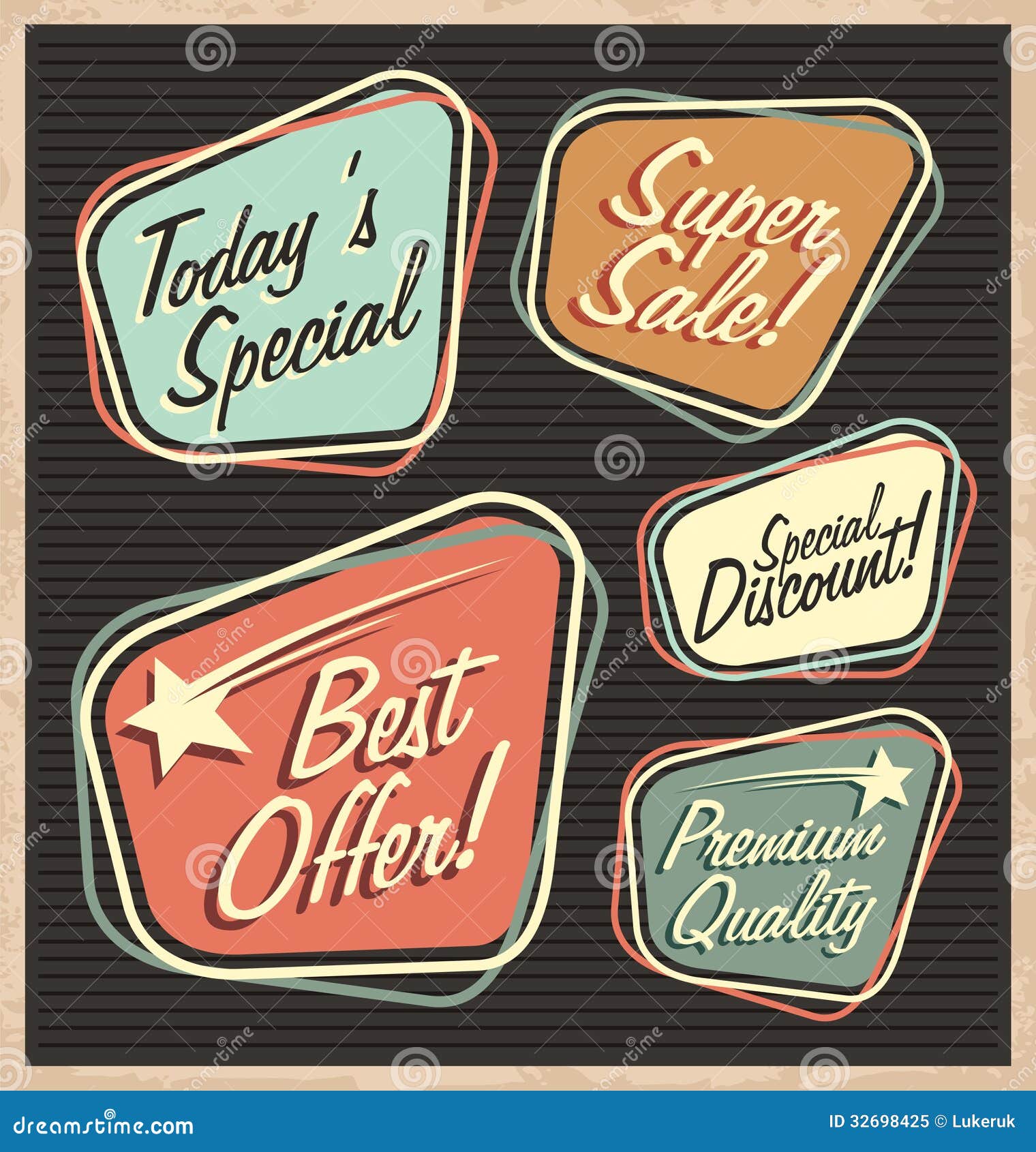 Set of Retro Design Elements Stock Vector - Illustration of 1950s ... Set of Retro Design Elements Stock Vector - Illustration of 1950s ...