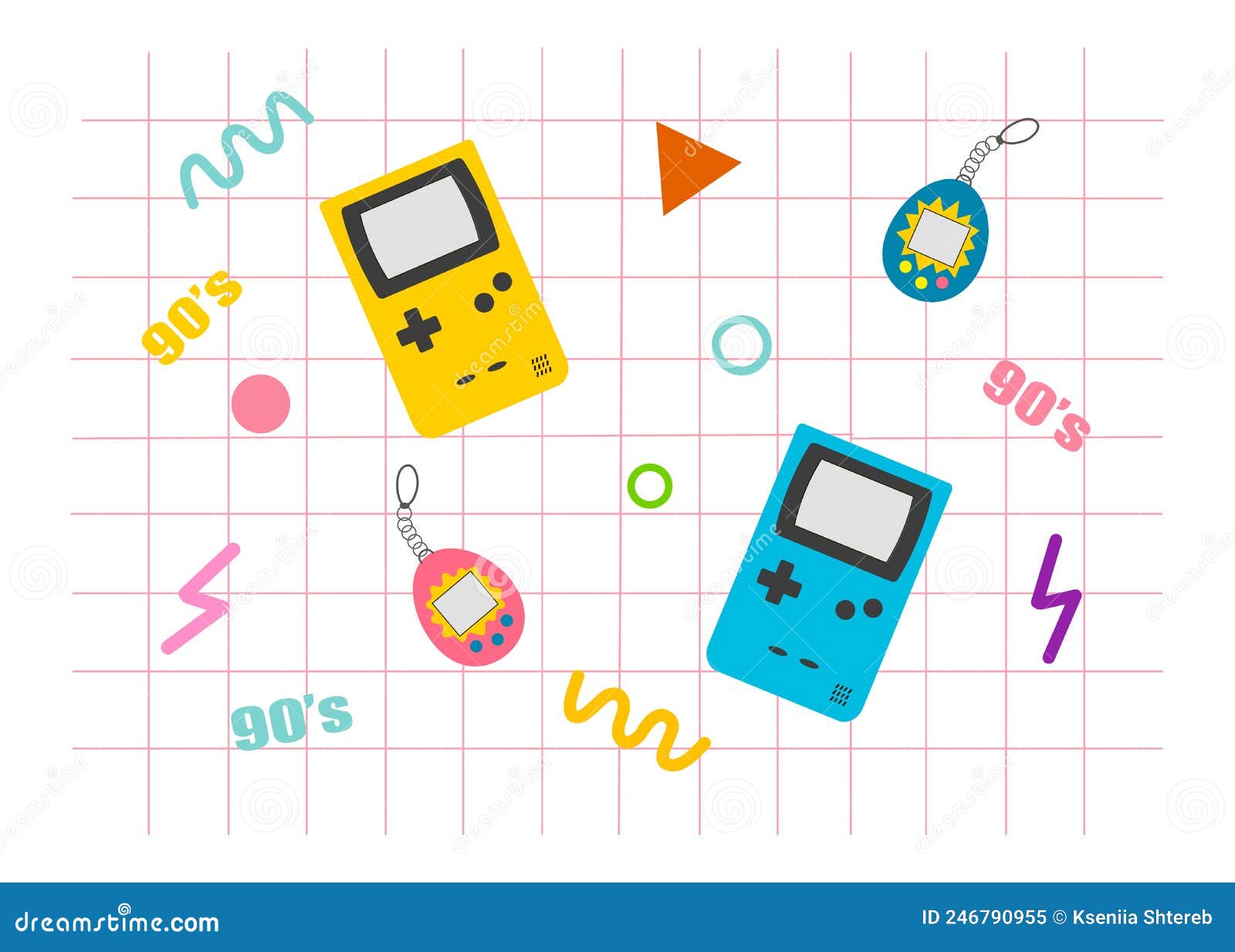 Set with Retro Electronic Devices. Cute and Stylish Attributes from 90s ...