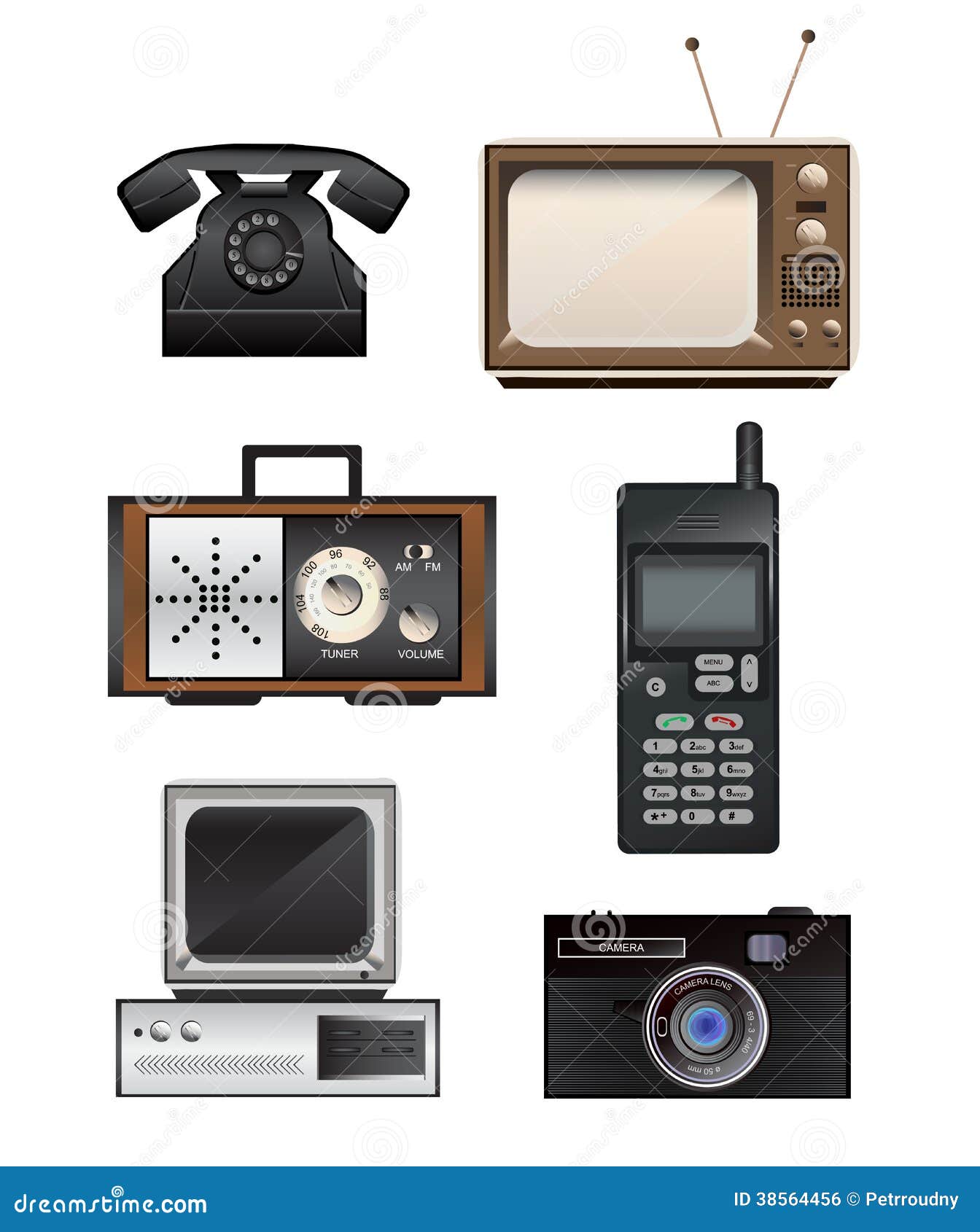 A Set Of Retro Electronics, Technology. Old, Vintage, Retro, Hipster ...