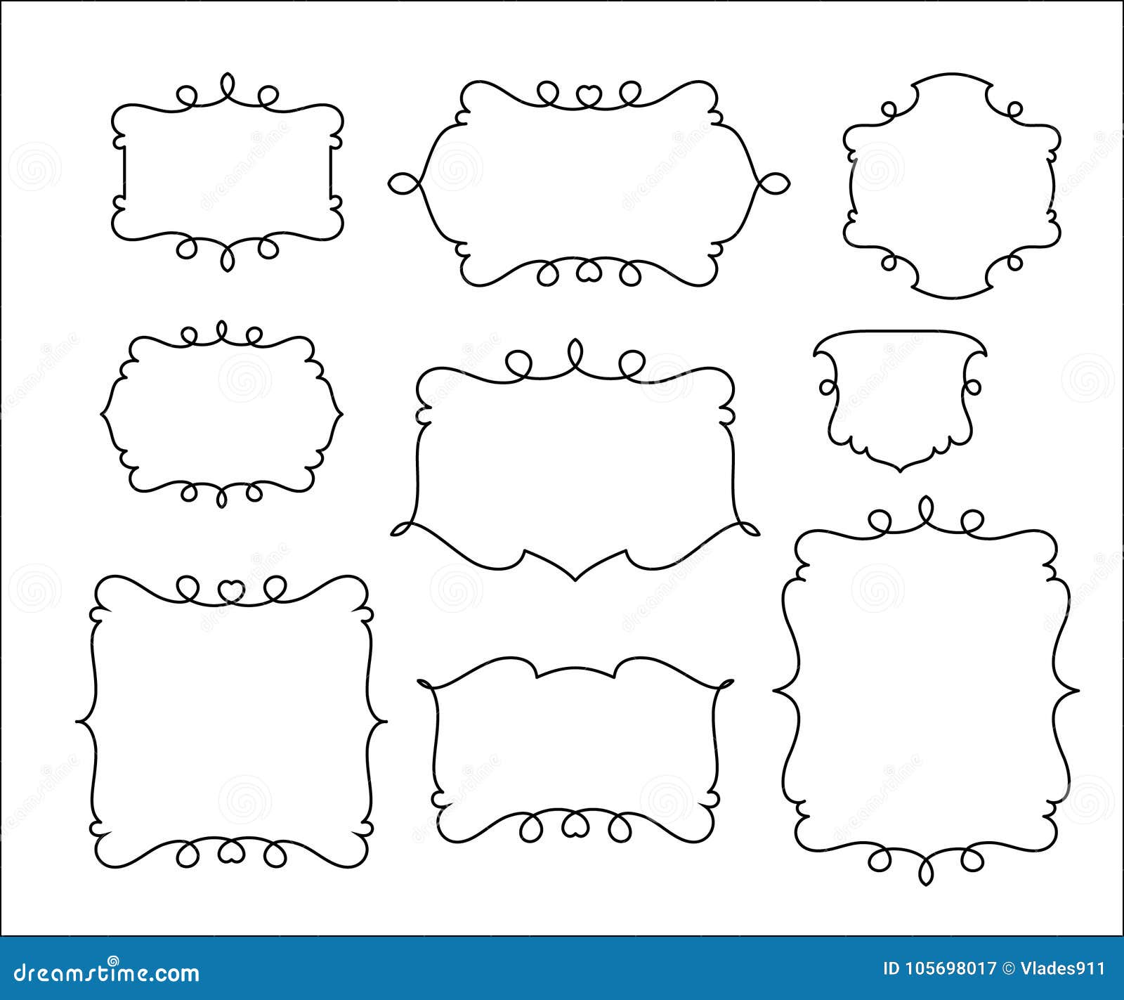 Set Retro Frames .Vector Illustration. Black White. Stock Vector ...