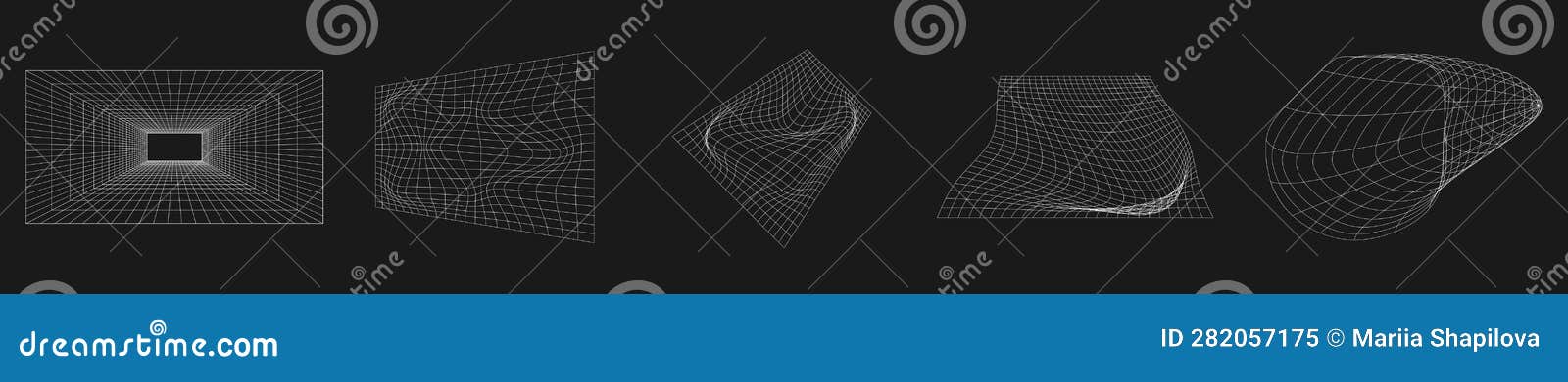 Set of Retro Futuristic Grid Stock Vector - Illustration of vapor ...